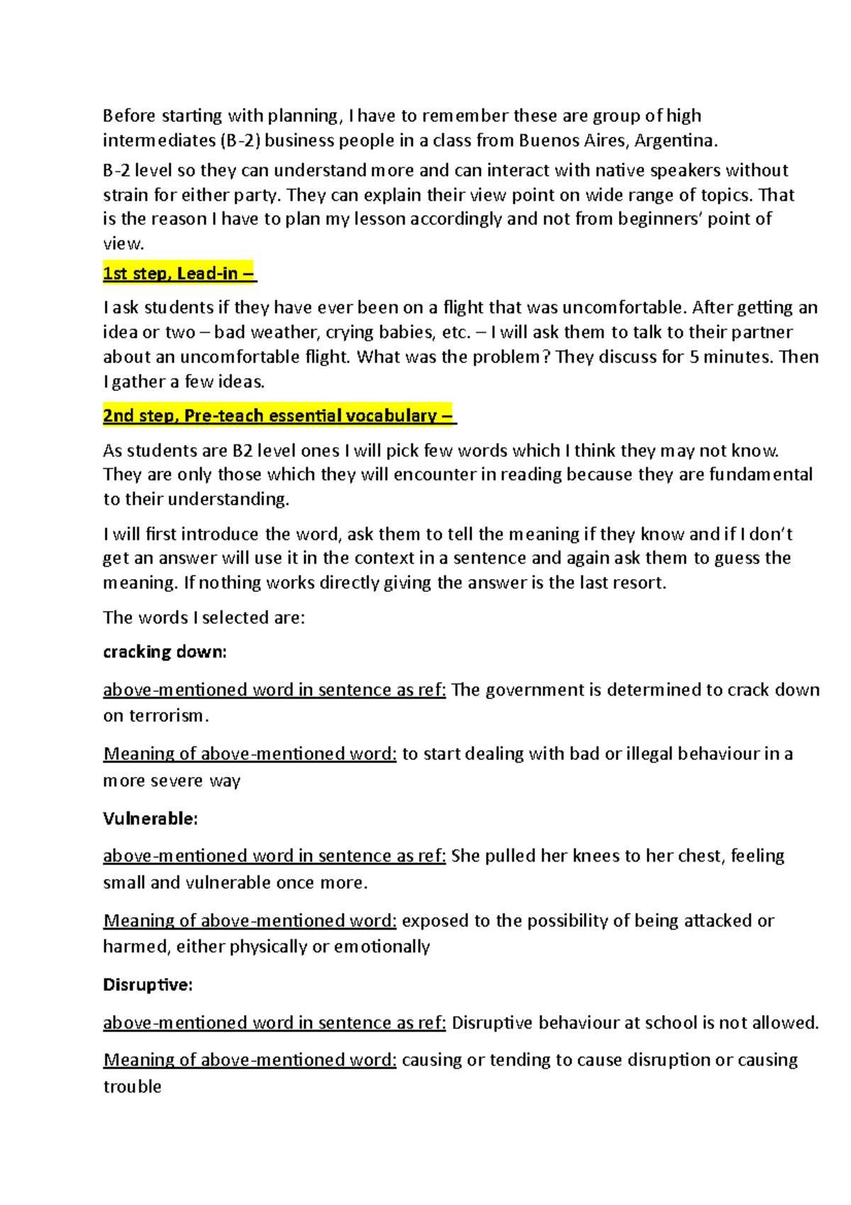 Module 7.1 Assignment Prompt - Teaching Reading - Before starting with planning, I have to ...