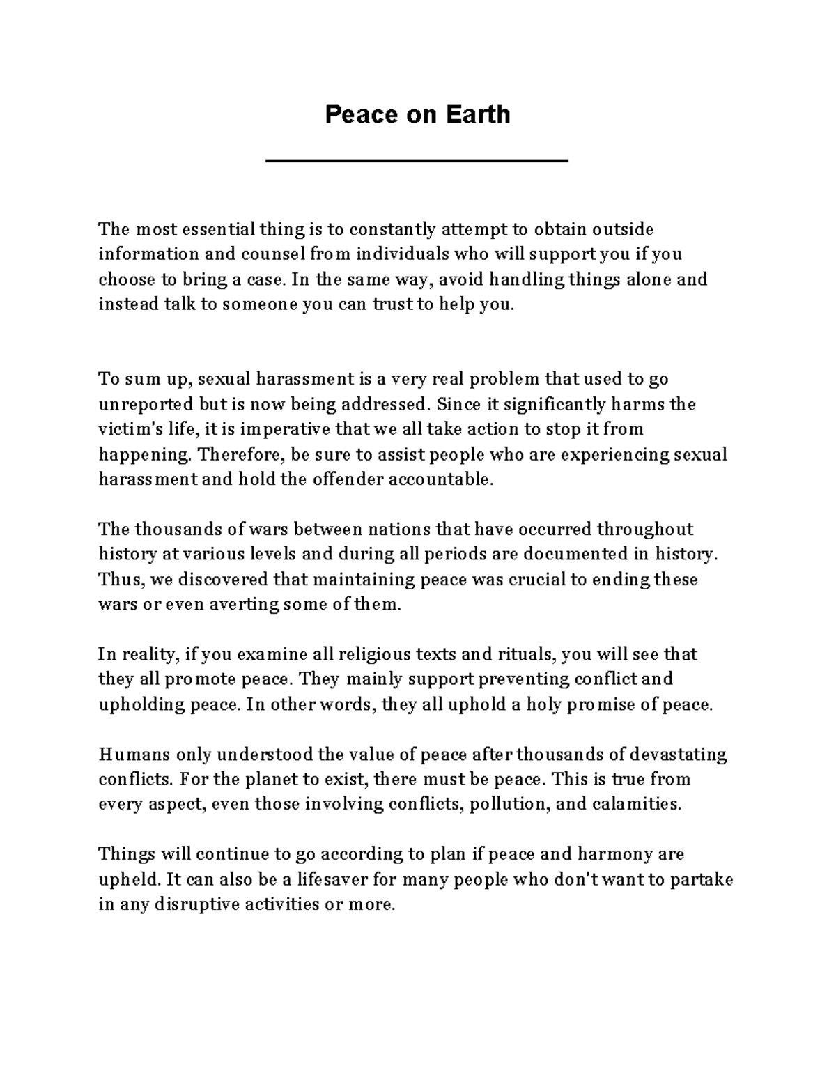 Peace on Earth - Google Docs - Peace on Earth _____________________ The ...