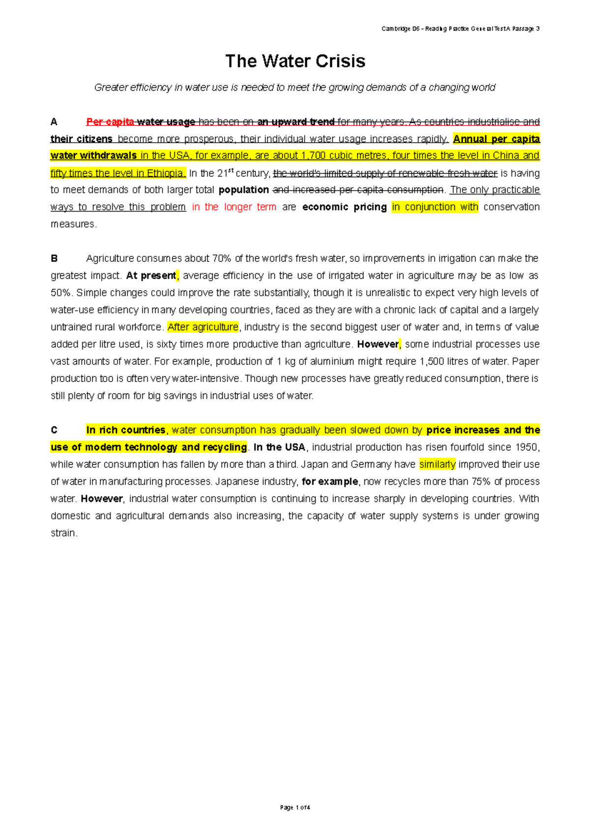 Cambridge 06 Reading Practice General Test A Passage 3 The Water Crisis ...