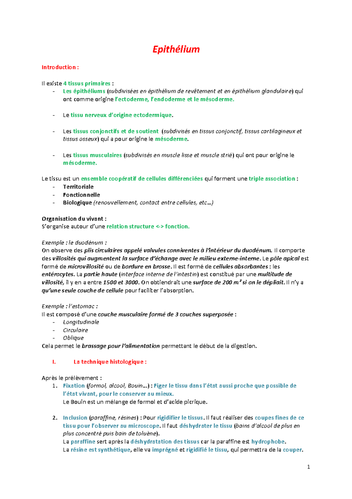 Epithélium - M1 BIO. - Warning: TT: undefined function: 32 Epithélium Introduction : Il existe 4 ...
