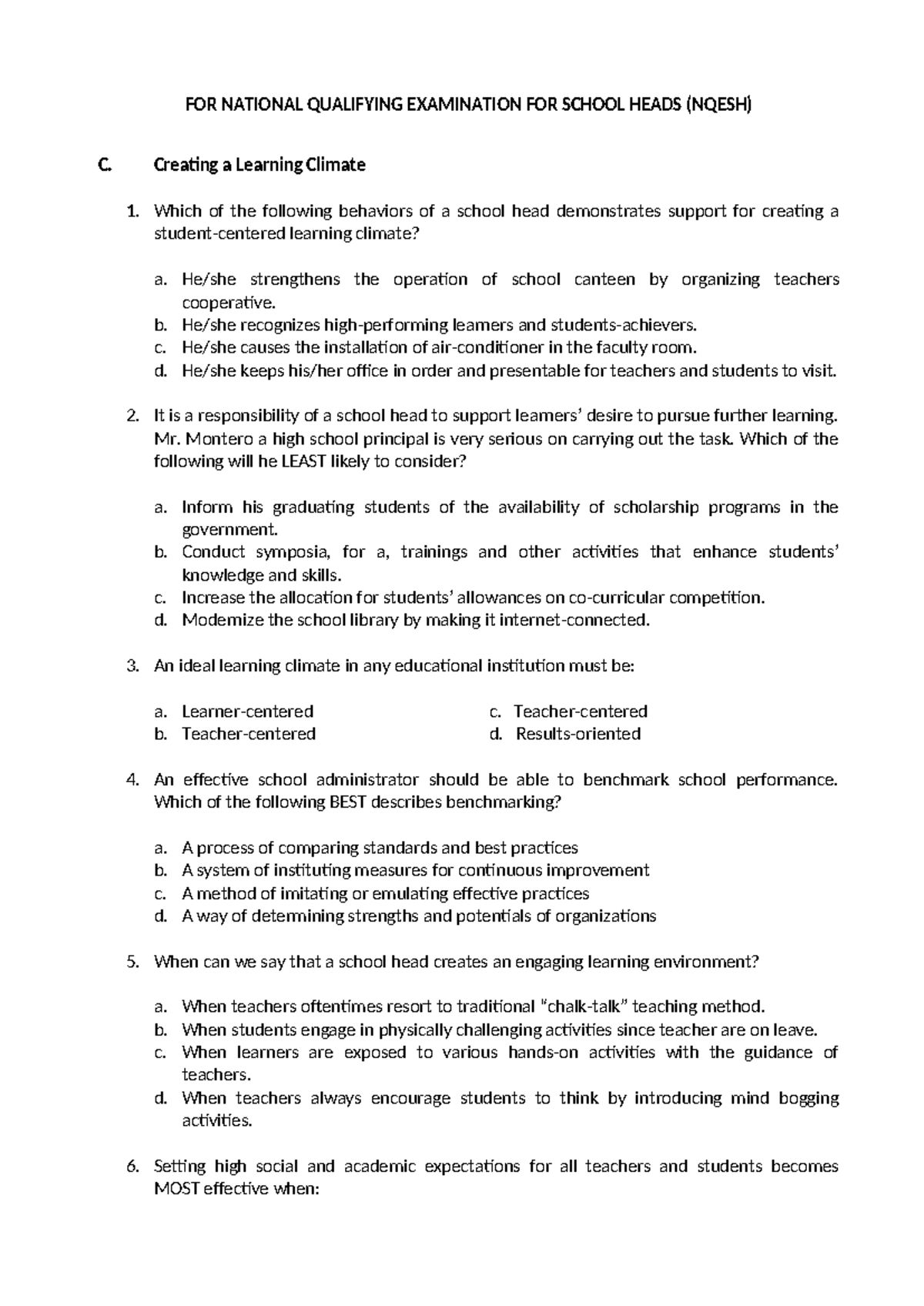 003 - FOR SCHOOL HEAD - FOR NATIONAL QUALIFYING EXAMINATION FOR SCHOOL ...