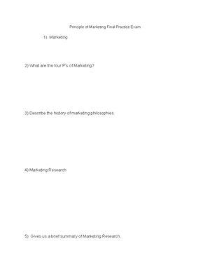 Principle of Marketing practice exam - The principle of Marketing Test ...