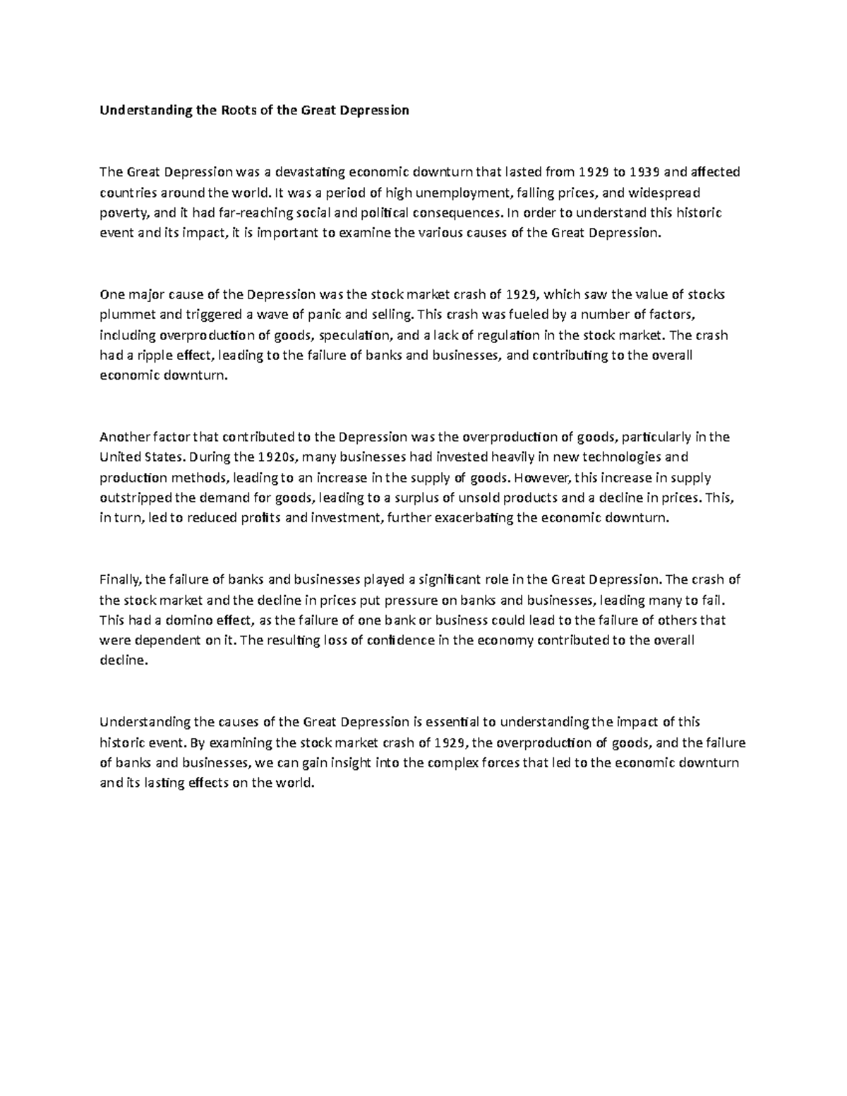 Understanding the Roots of the Great Depression - It was a period of ...