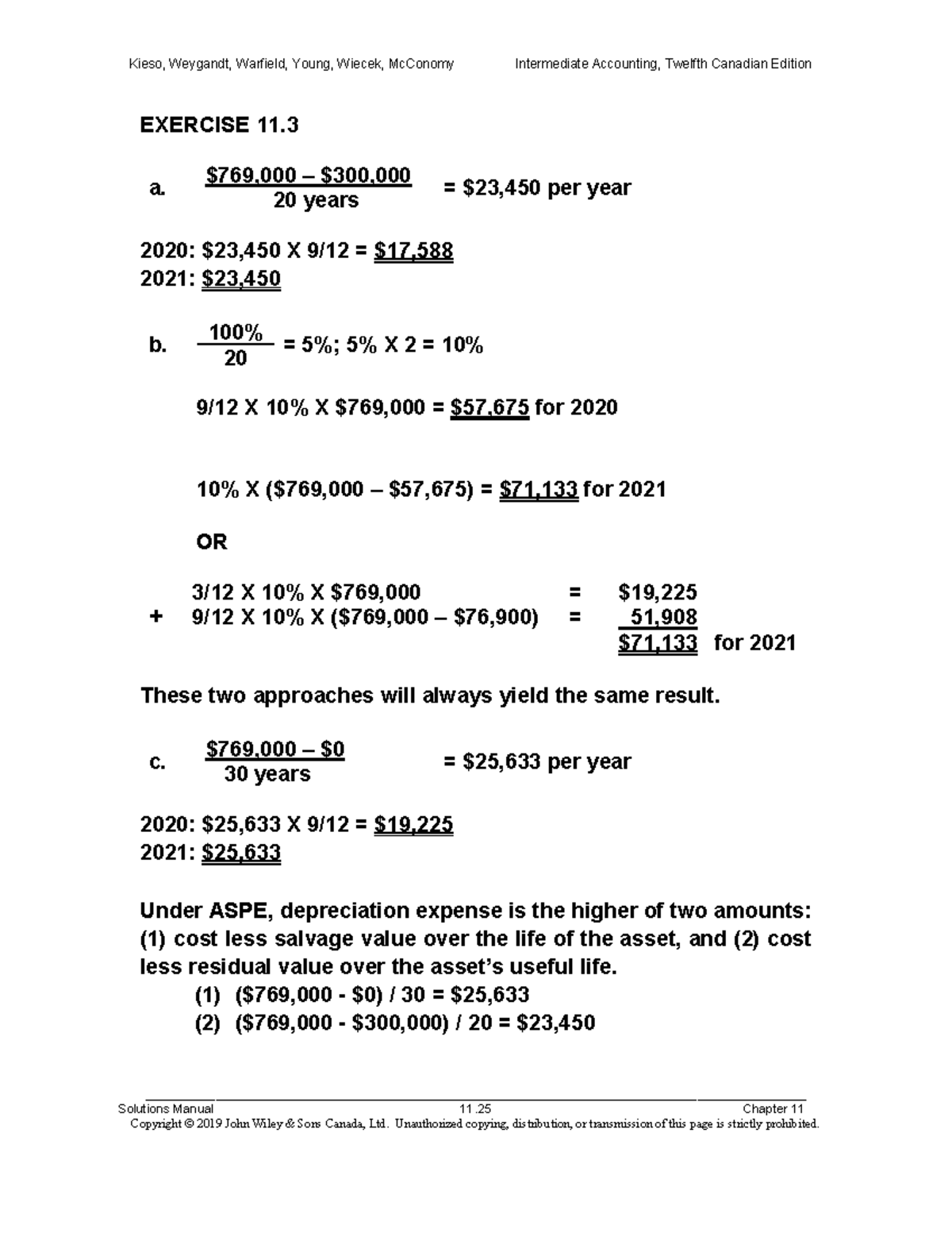 Selected Solutions Ch 11 Solutions Manual 11 Chapter 11 Exercise 11 A 769000 300
