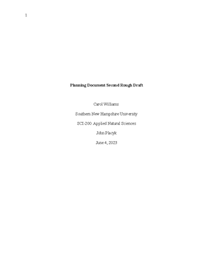 Planning Document Second Rough Draft WK 5 - Planning Document Second Rough Draft Sarah ...