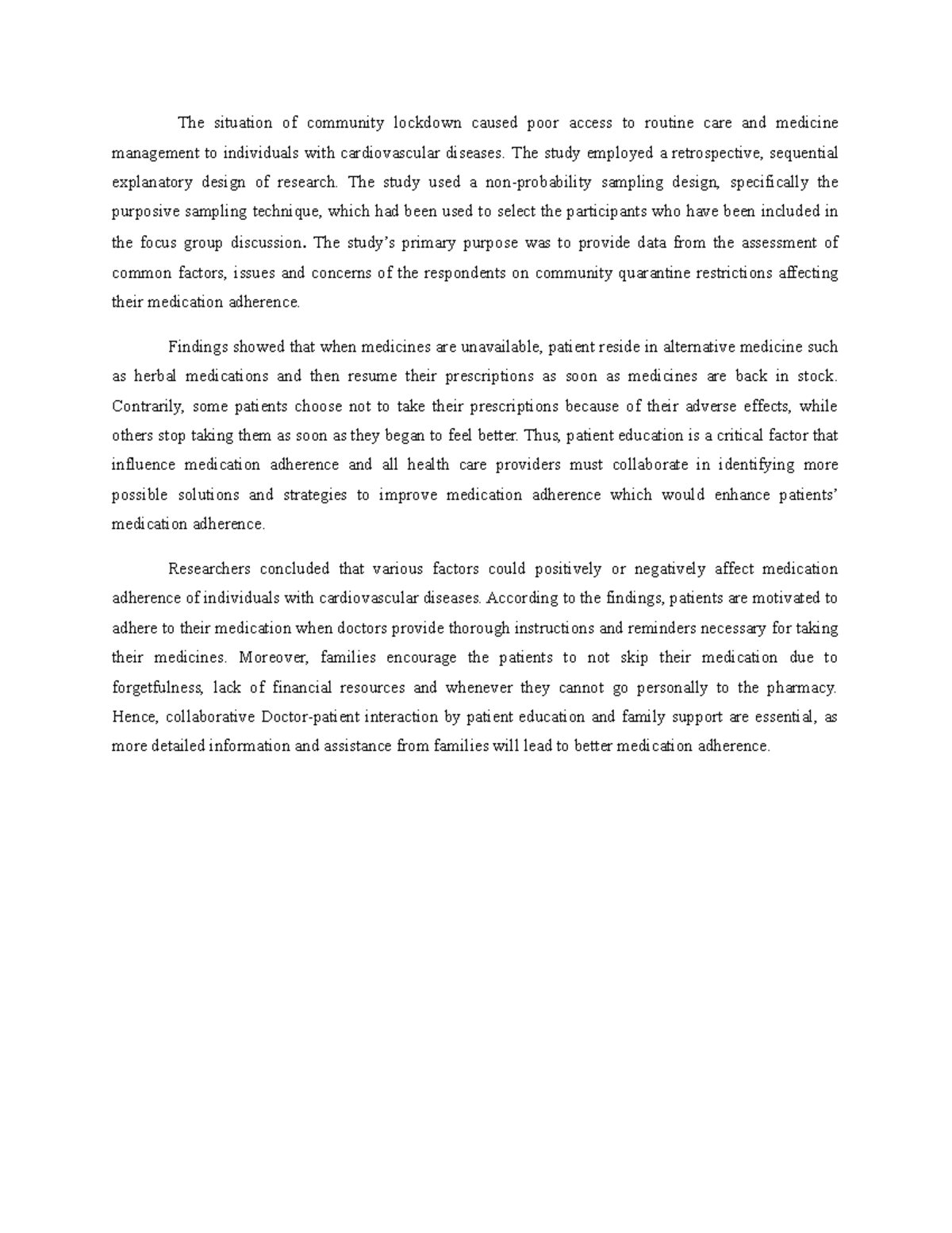 Abstract Revised - The situation of community lockdown caused poor access to routine care and ...