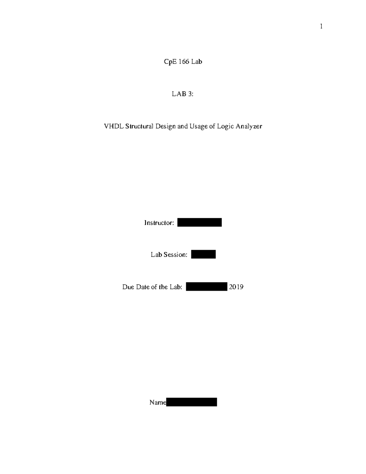 Cpe166 Report 3 - CpE 166 Lab LAB 3: VHDL Structural Design and Usage ...