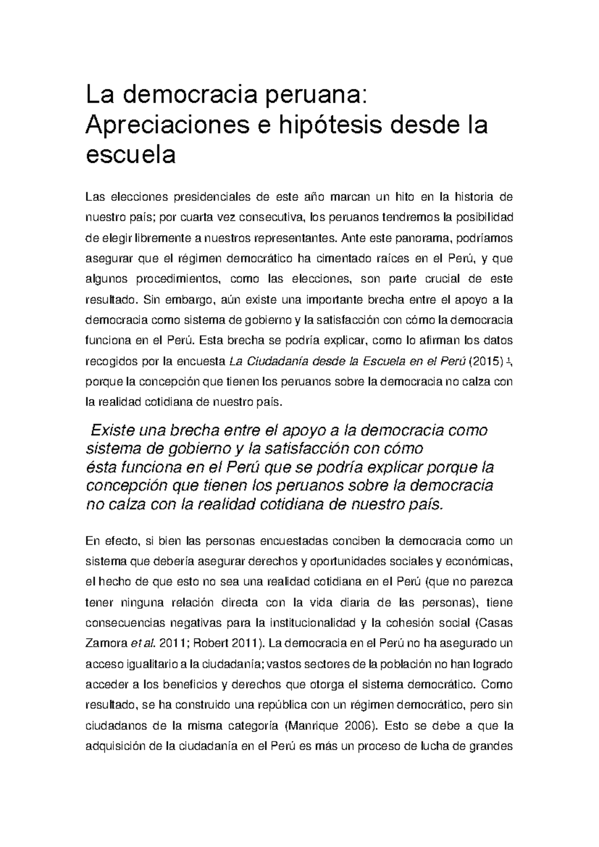 La Democracia Peruana - Resumen comunicacion - La democracia peruana ...