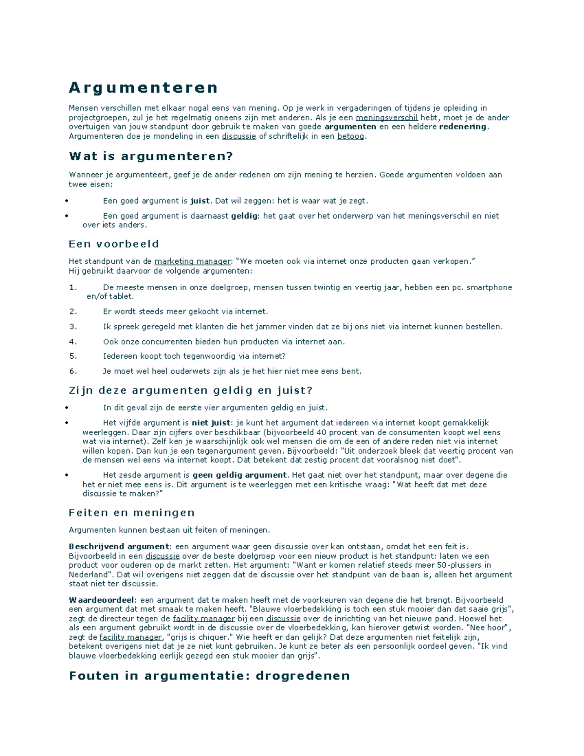 Argumenteren uitdeelsheet - Argumenteren Mensen verschillen met elkaar ...