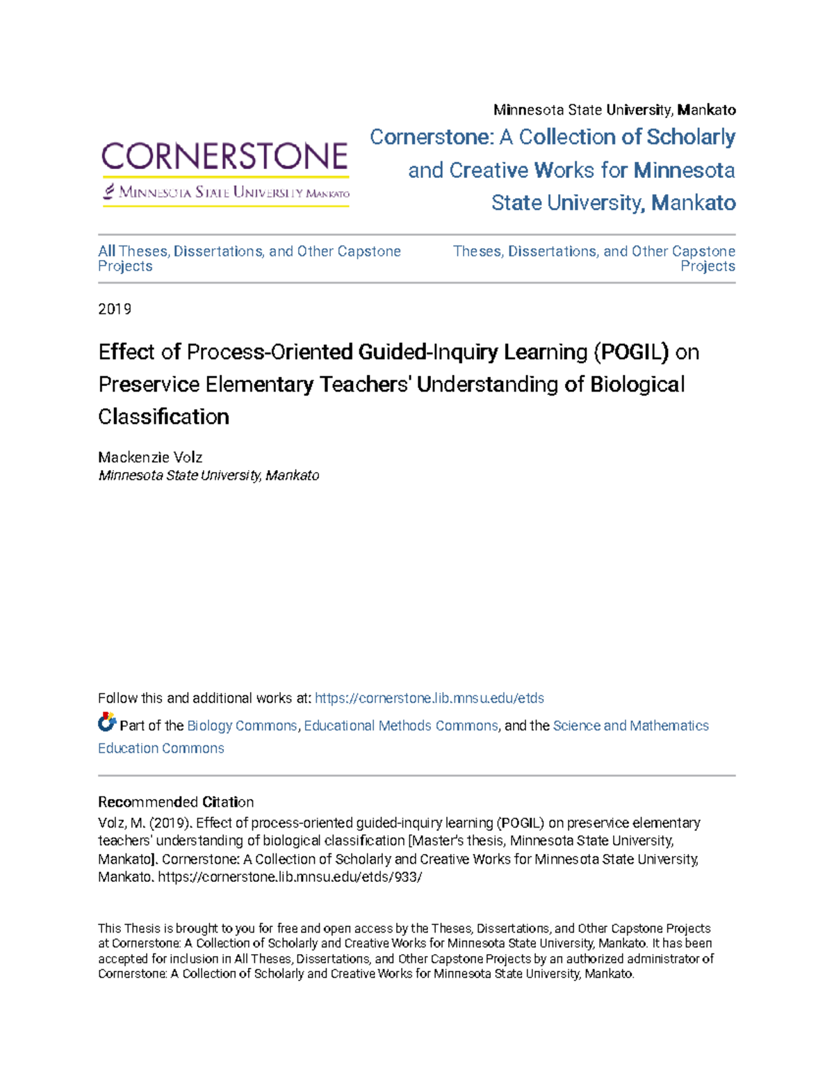 Effect of Process-Oriented Guided-Inquiry Learning ( Pogil) - lib.mnsu ...