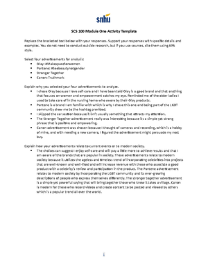 SCS 100 1-2 Activity Advertisement Selection - SCS 100 Module One ...