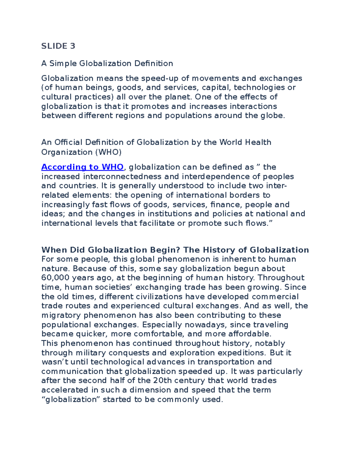 Notes International Strategy - SLIDE 3 A Simple Globalization ...