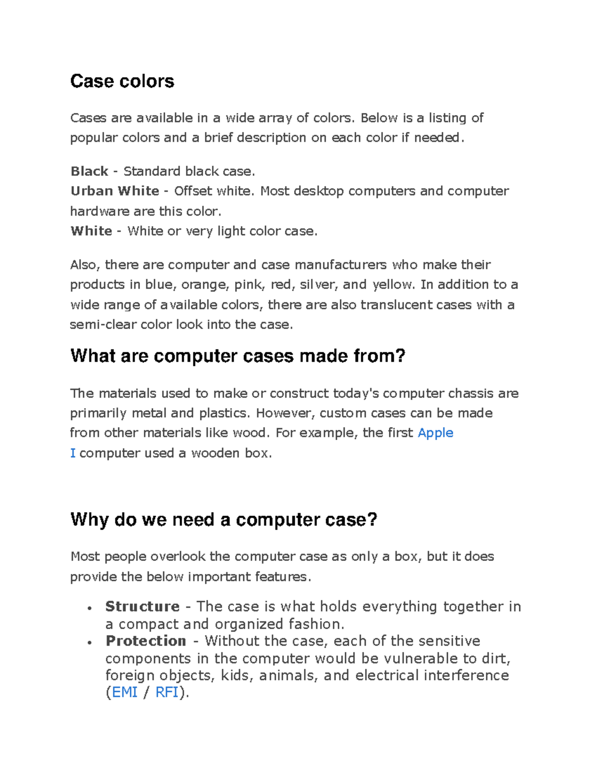 Case colors - to reding more about computer - Case colors Cases are ...