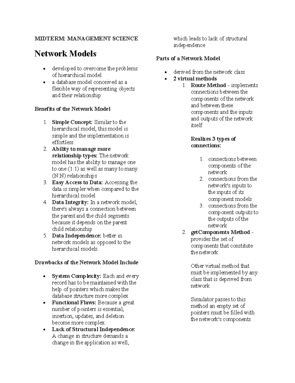 Midterm - Management science is a broad, interdisciplinary study of ...
