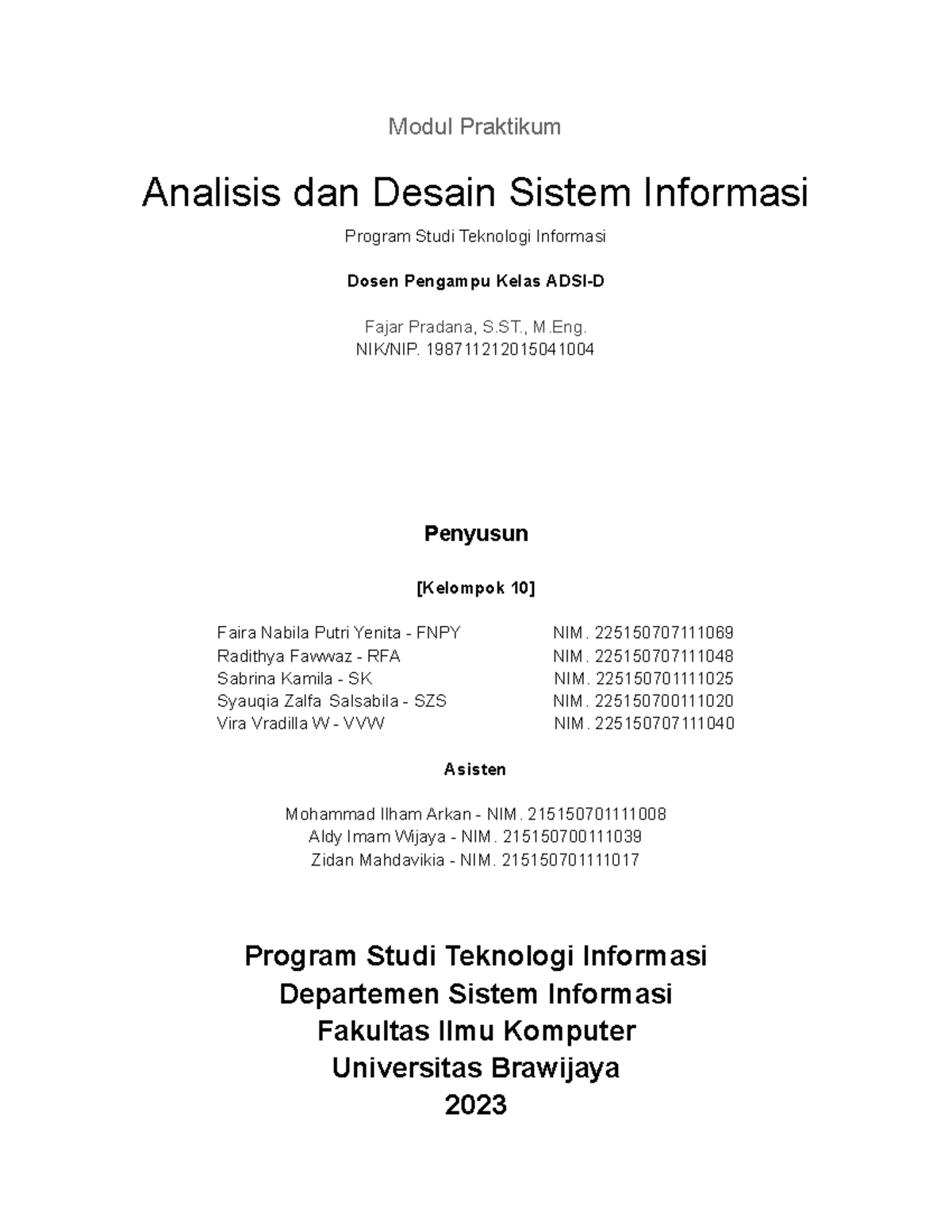 Laporan Praktikum ADSI I - SRS 2023 - Modul Praktikum Analisis dan Desain Sistem Informasi ...