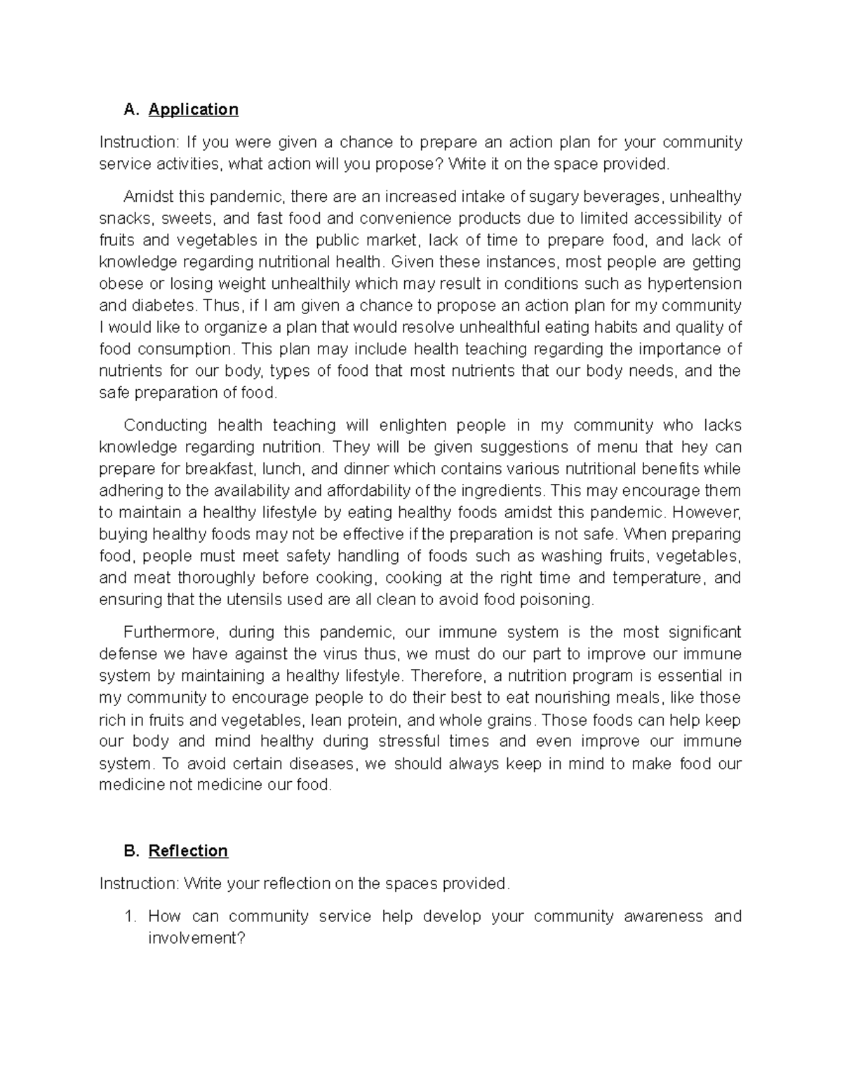 NSTP-CWTS Chapter-5-Community-Service Application-and-Reflection - A ...