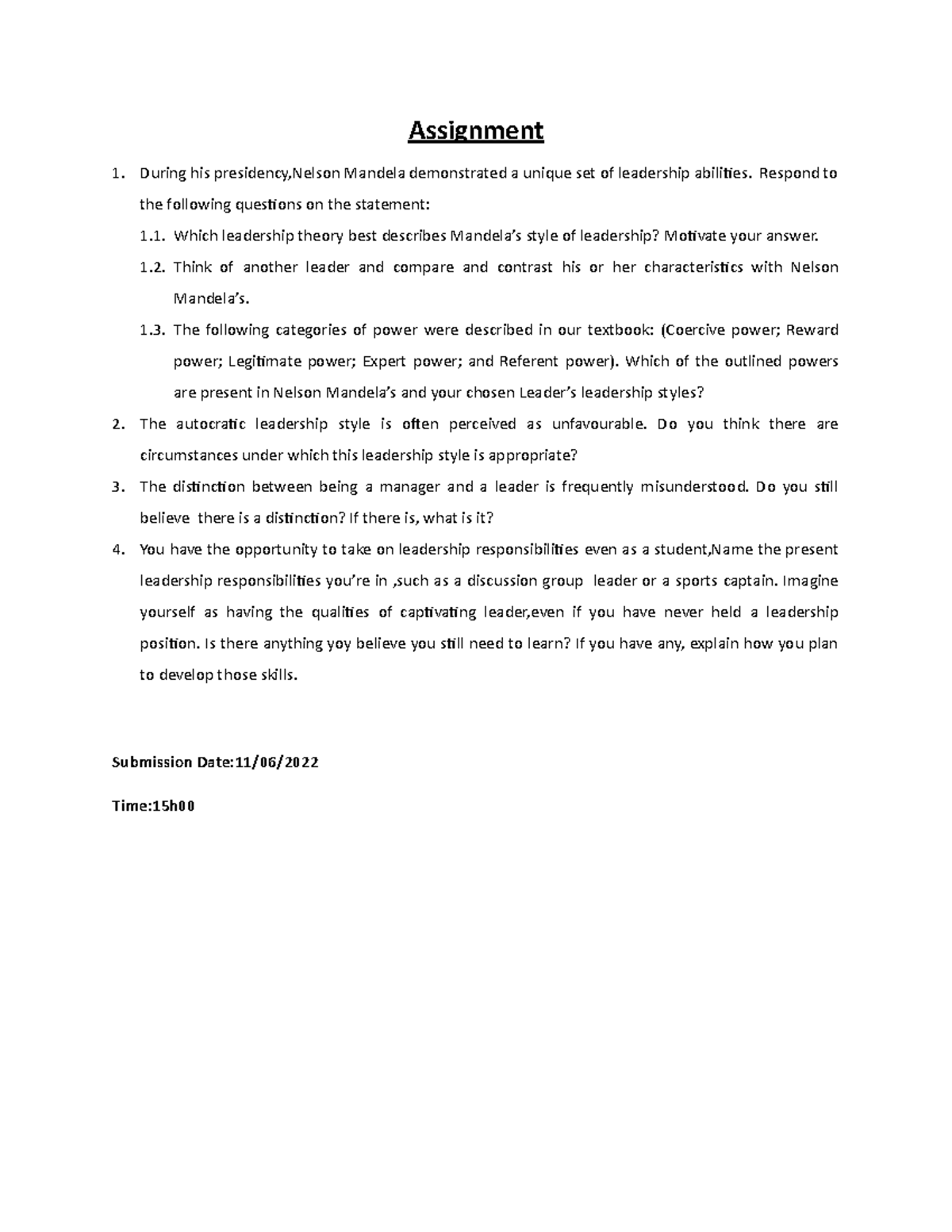 Assignment 2022(1) - management and leadership case study - Assignment ...