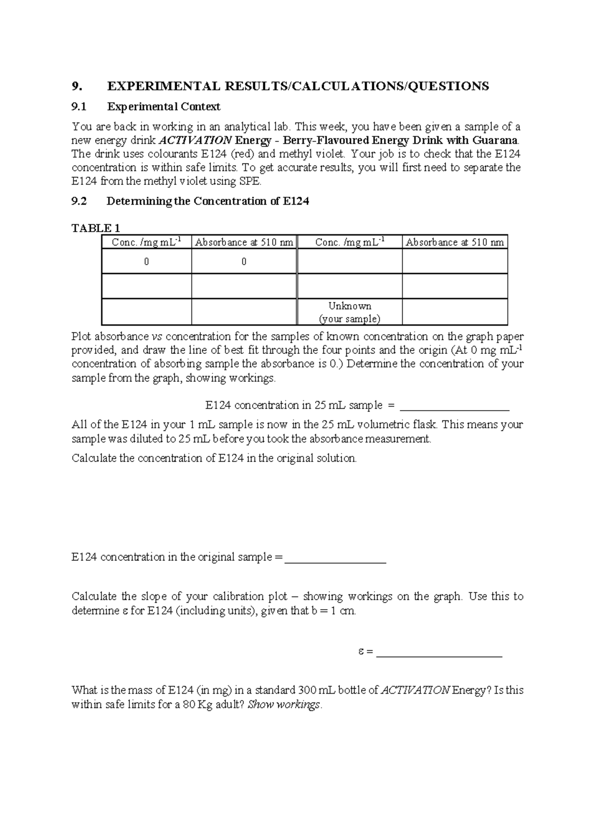 CHEM110 Lab 4 Report Template [online] - 9. EXPERIMENTAL RESULTS ...