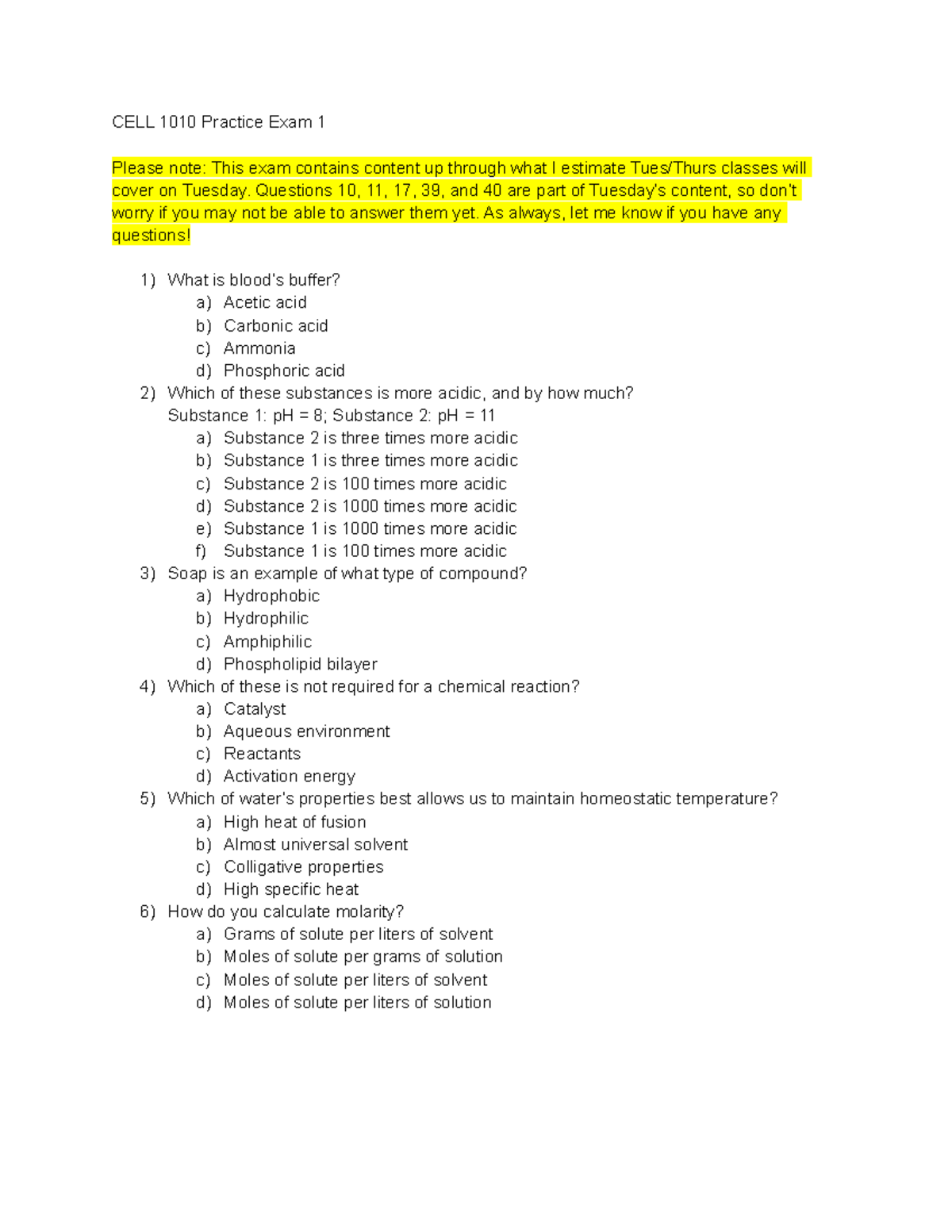 CELL 1010 Practice Exam 1 Fall 2022 - CELL 1010 Practice Exam 1 Please ...