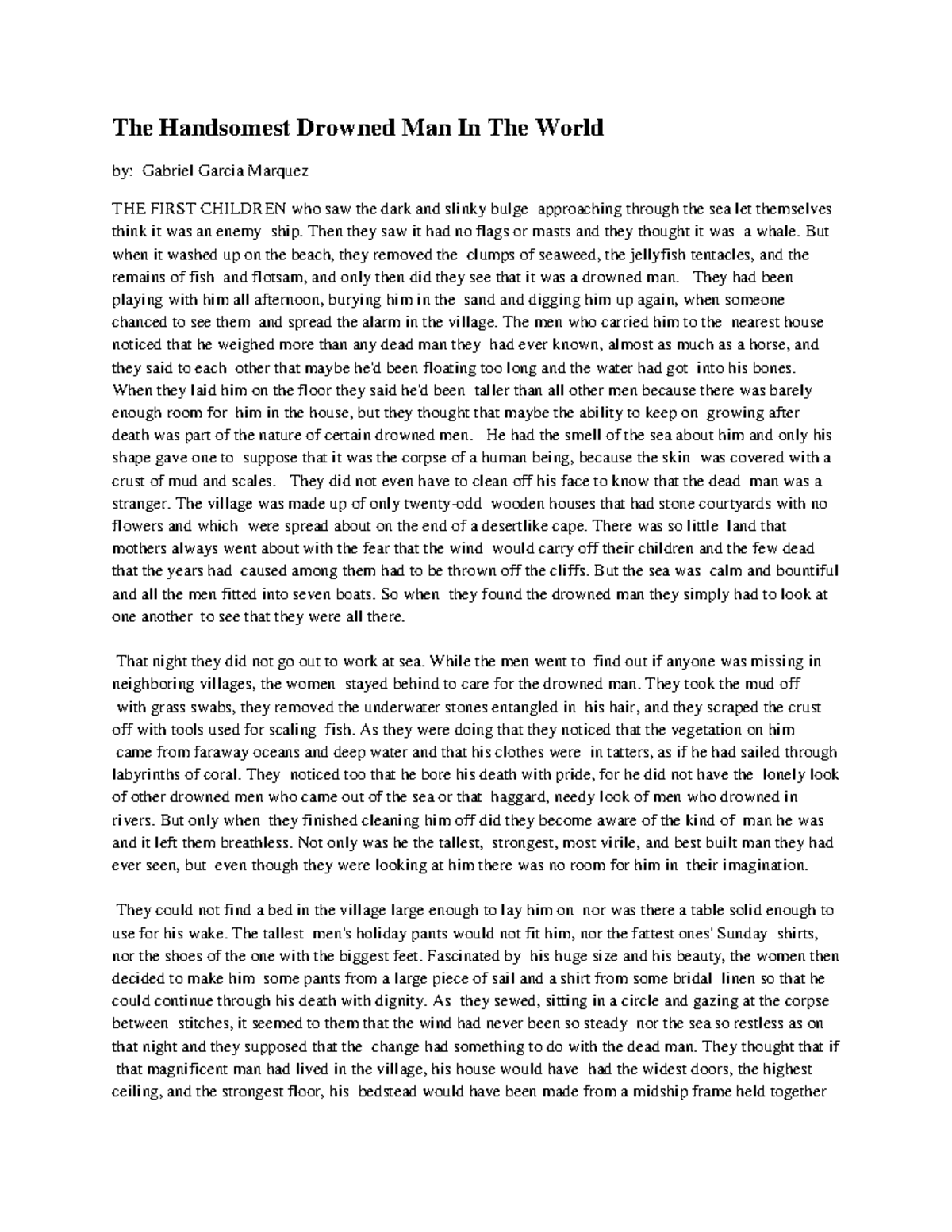 THE Handsomest Drowned MAN IN THE World - The Handsomest Drowned Man In ...