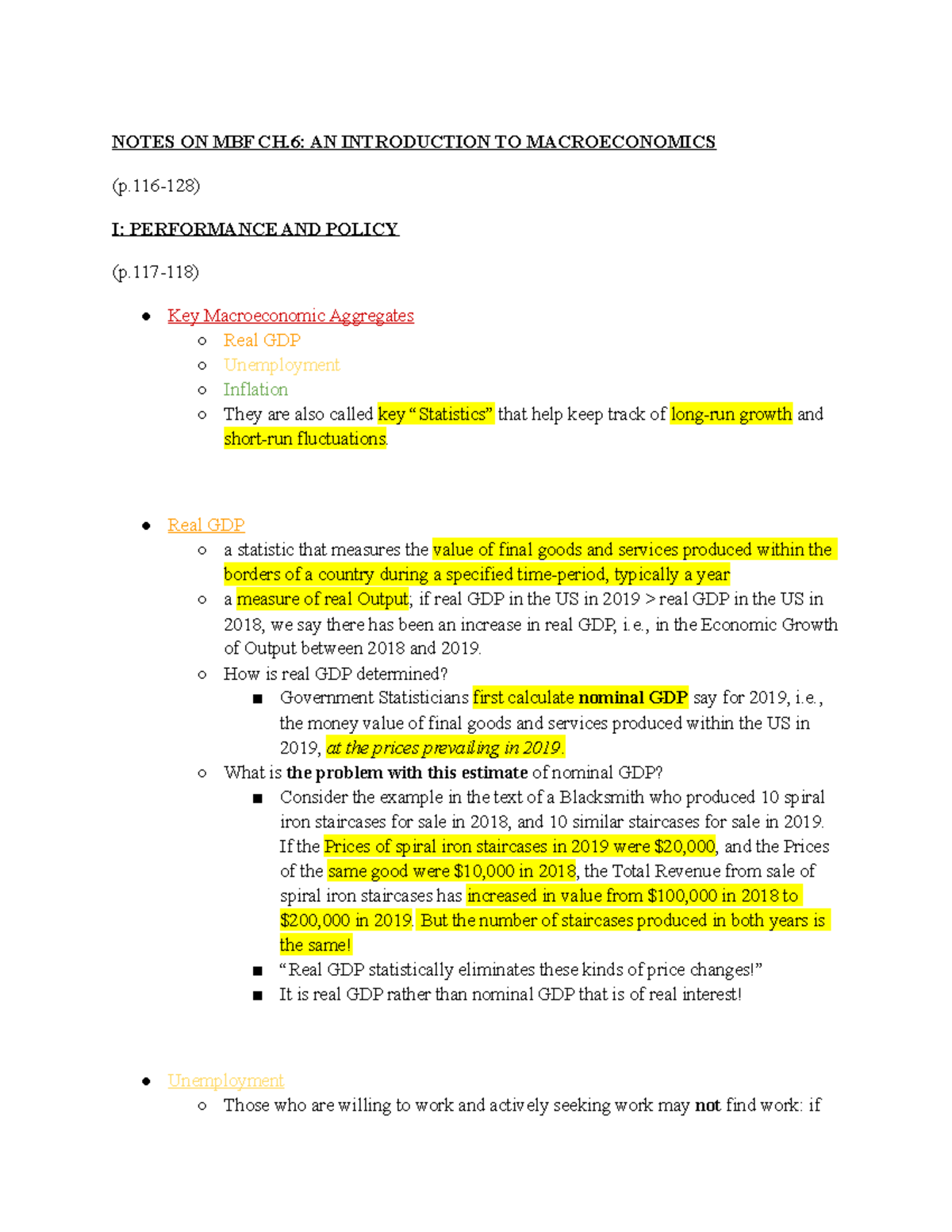 ECON 1012 Class Notes - NOTES ON MBF CH: AN INTRODUCTION TO ...