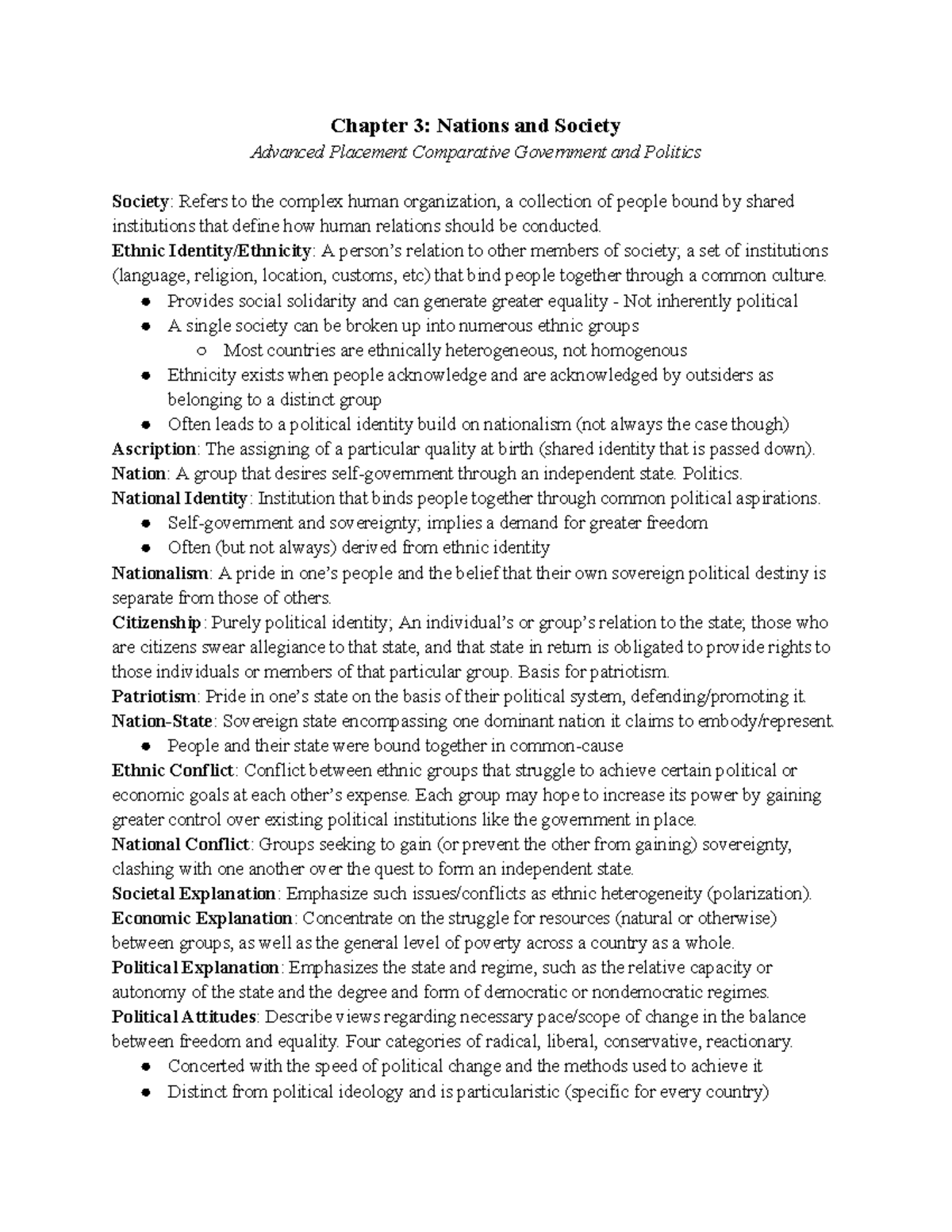AP COMP Notes: Chapter 3 - Nations and Society - Chapter 3: Nations and ...