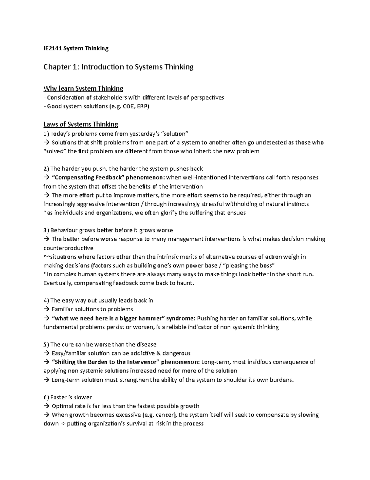 IE2141 Chapter 1 - IE2141 System Thinking Chapter 1: Introduction to ...