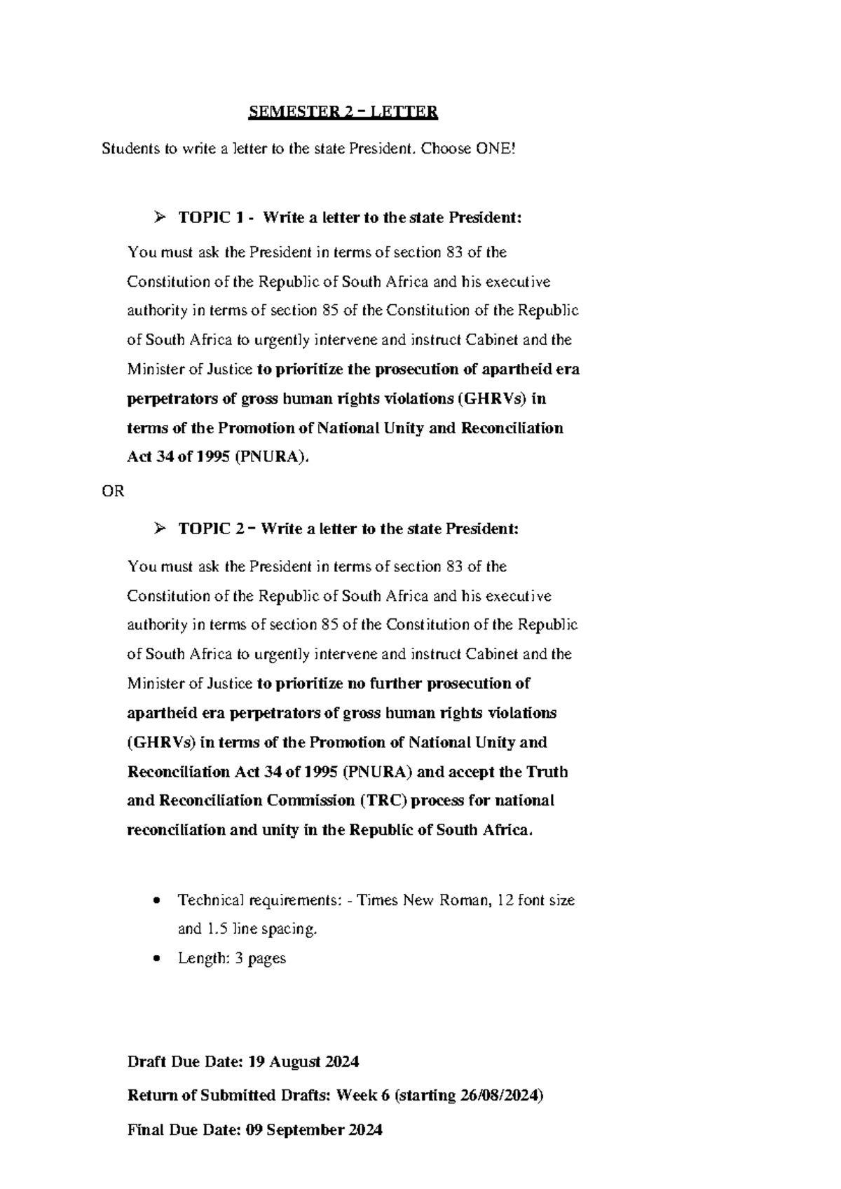 Formal Letter template and Instructions Semester 2 2024 - SEMESTER 2 ...