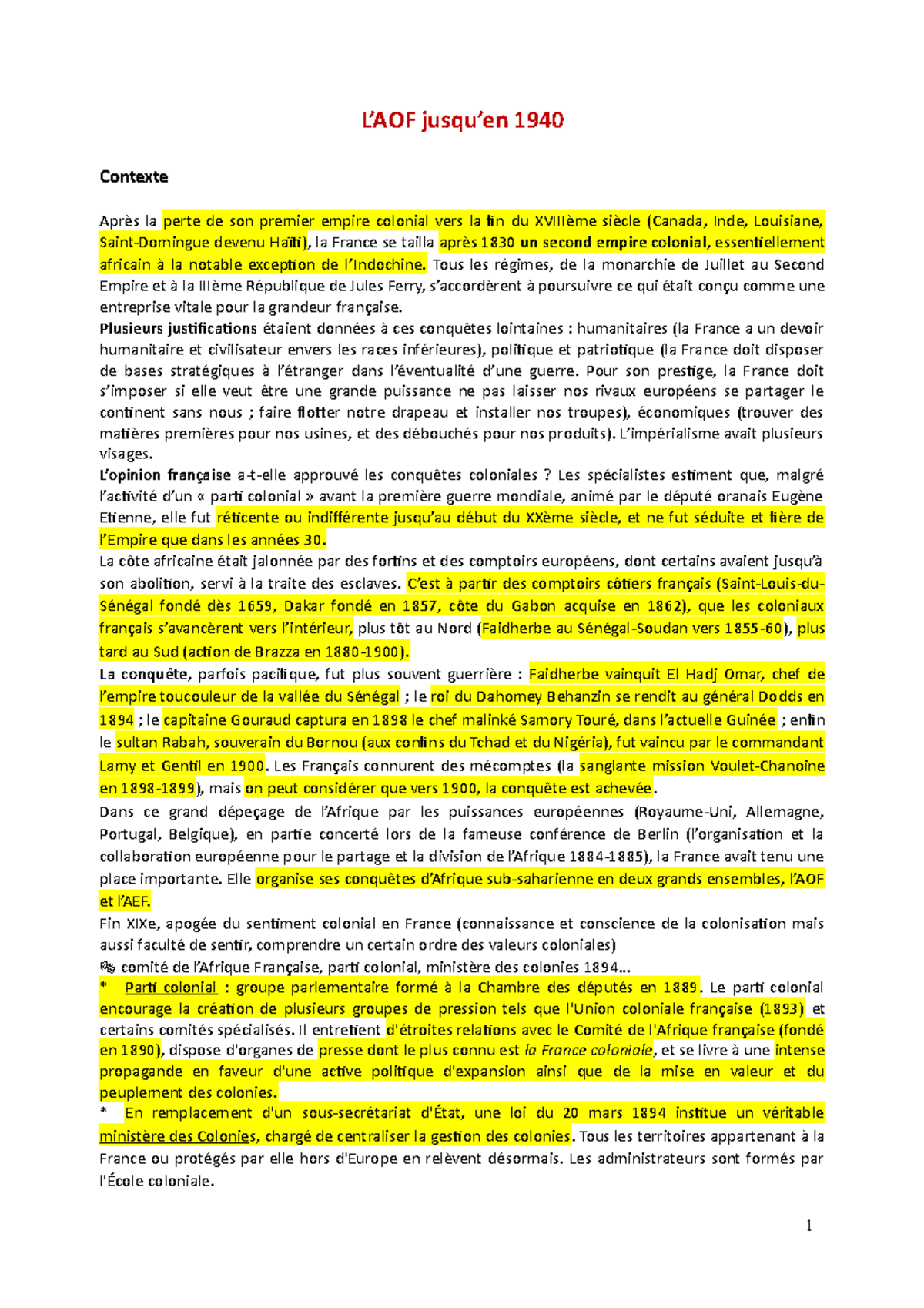 L'AOF jusqu'en 1940 - L'Afrique équatoriale française, fiche plan et ...
