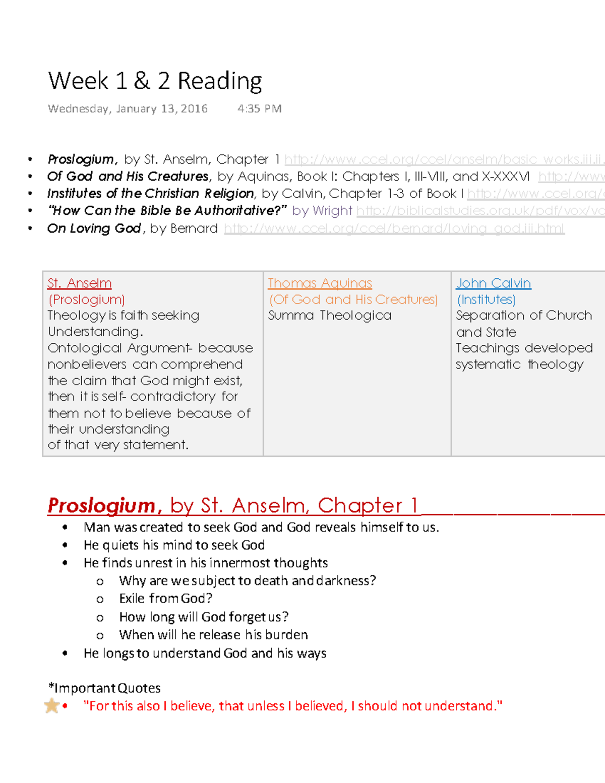 Week 1 & 2 Reading - Week 1 2 Reading Wednesday, January 13, 2016 4:35 ...