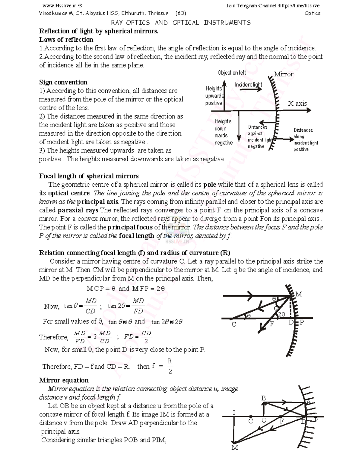 Hsslive-xii-physics-6. Ray & Wave Optics - Vinodkumar M, St. Aloysius ...
