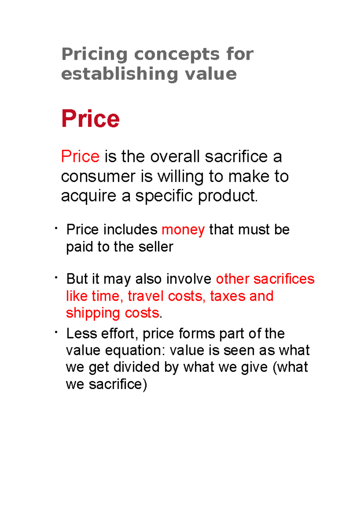 Pricing concepts for establishing value - Pricing concepts for ...