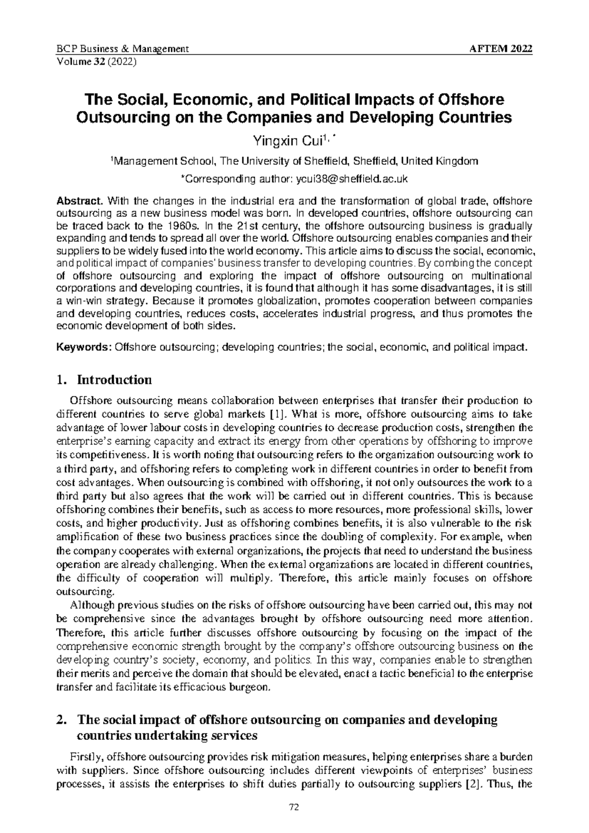 The Social Economic and Political Impacts of Offsh - Volume 32 (202 2 ...