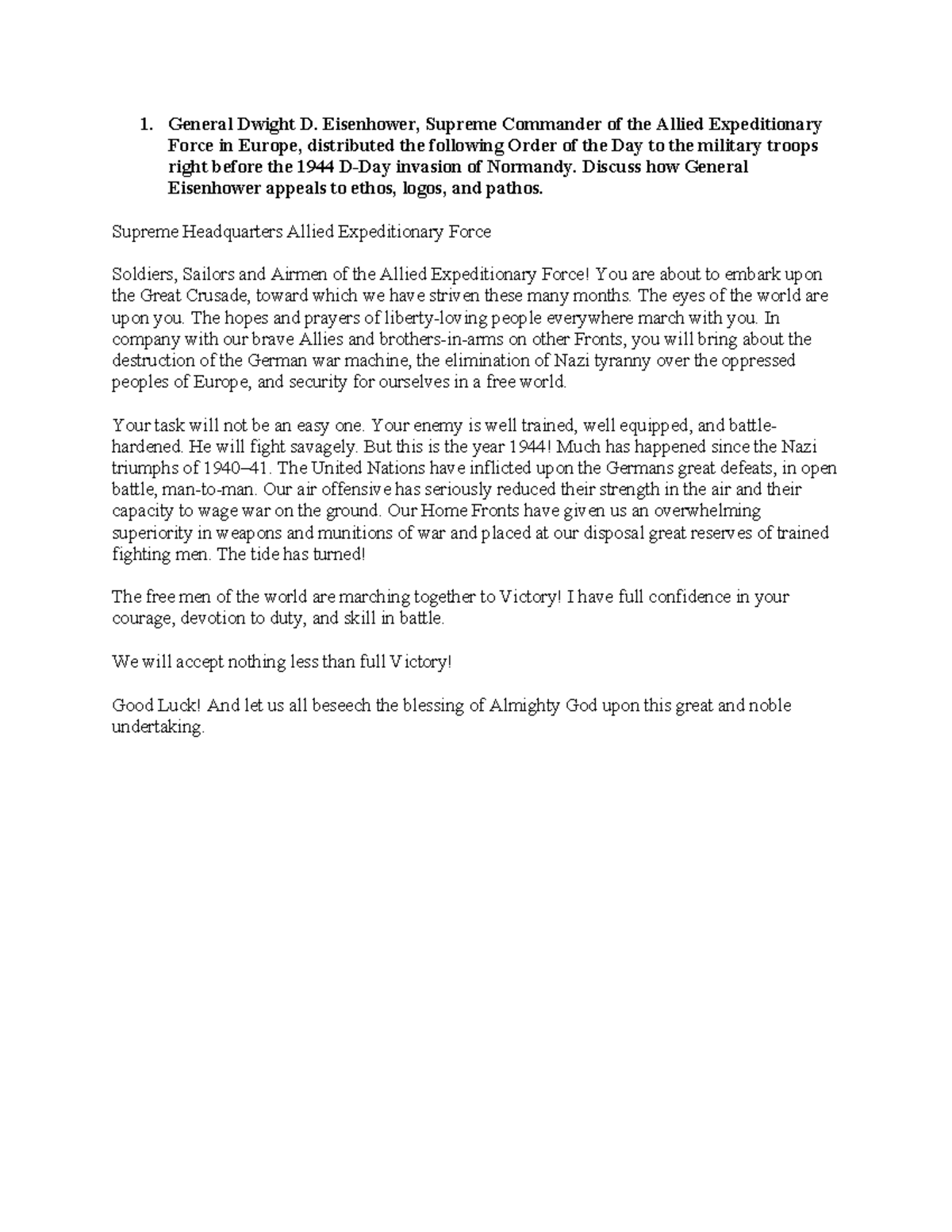 Essays and Speeches - Do SOAPS analysis and ethos pathos and logos - 1 ...