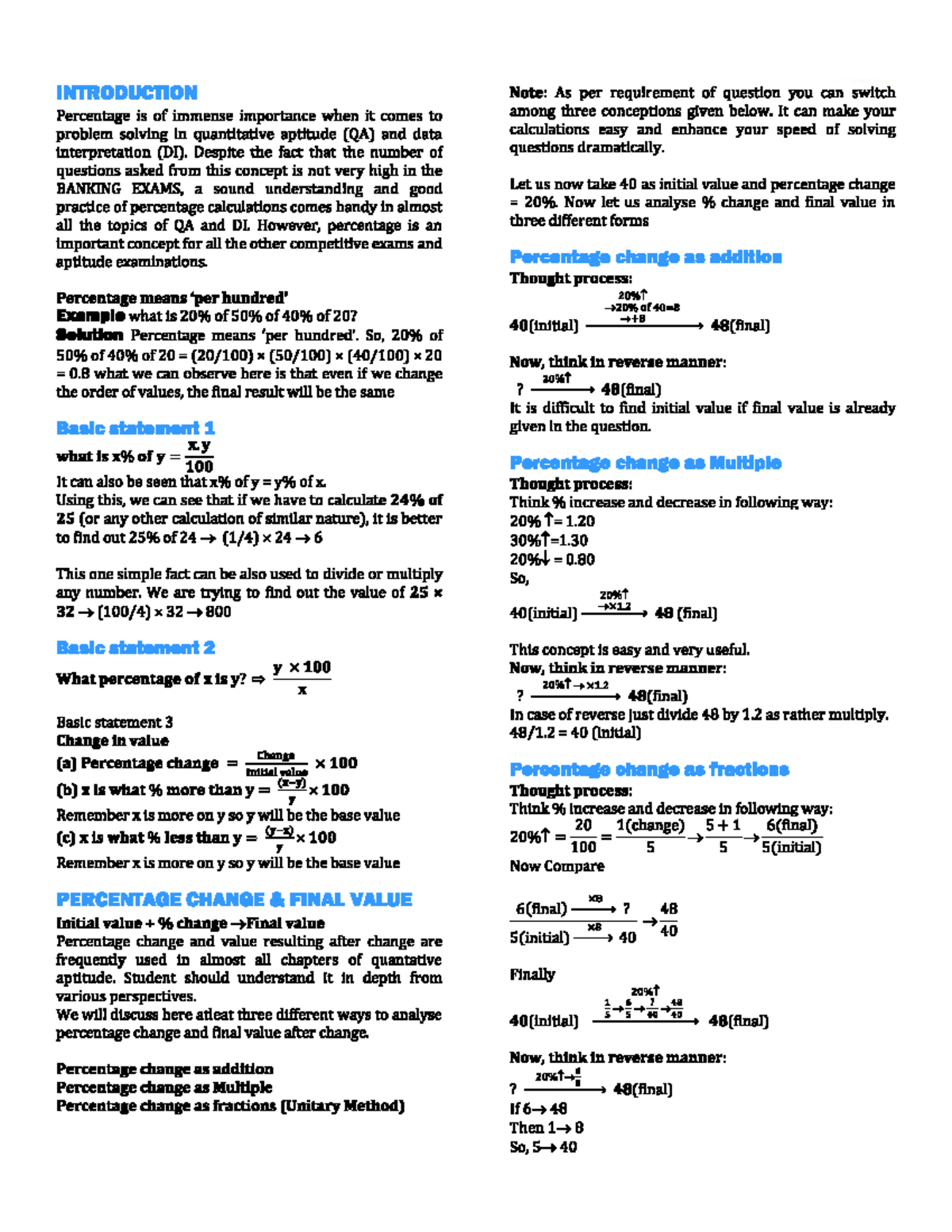 Percentage - Mathematics: Applications and Interpretation SL - Studocu