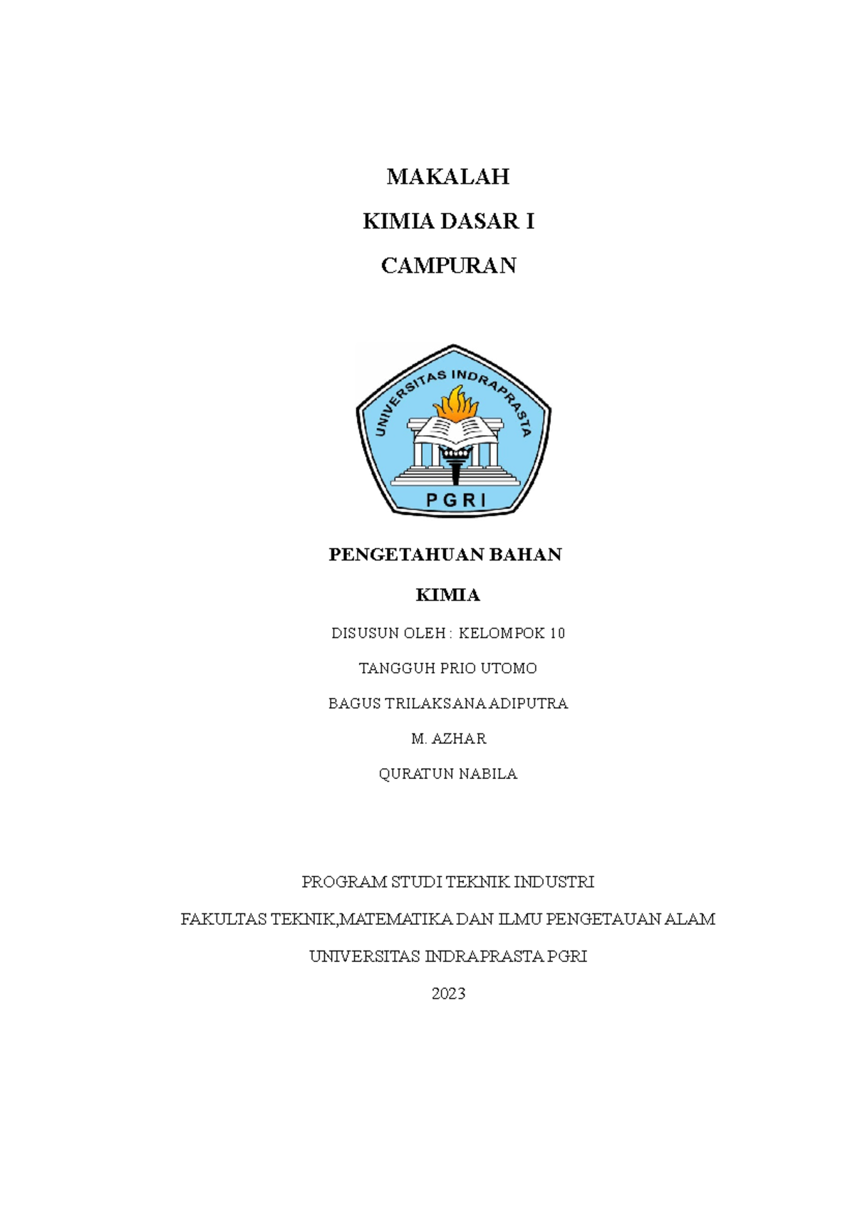 Makalah Kimia Campuran - MAKALAH KIMIA DASAR I CAMPURAN PENGETAHUAN ...