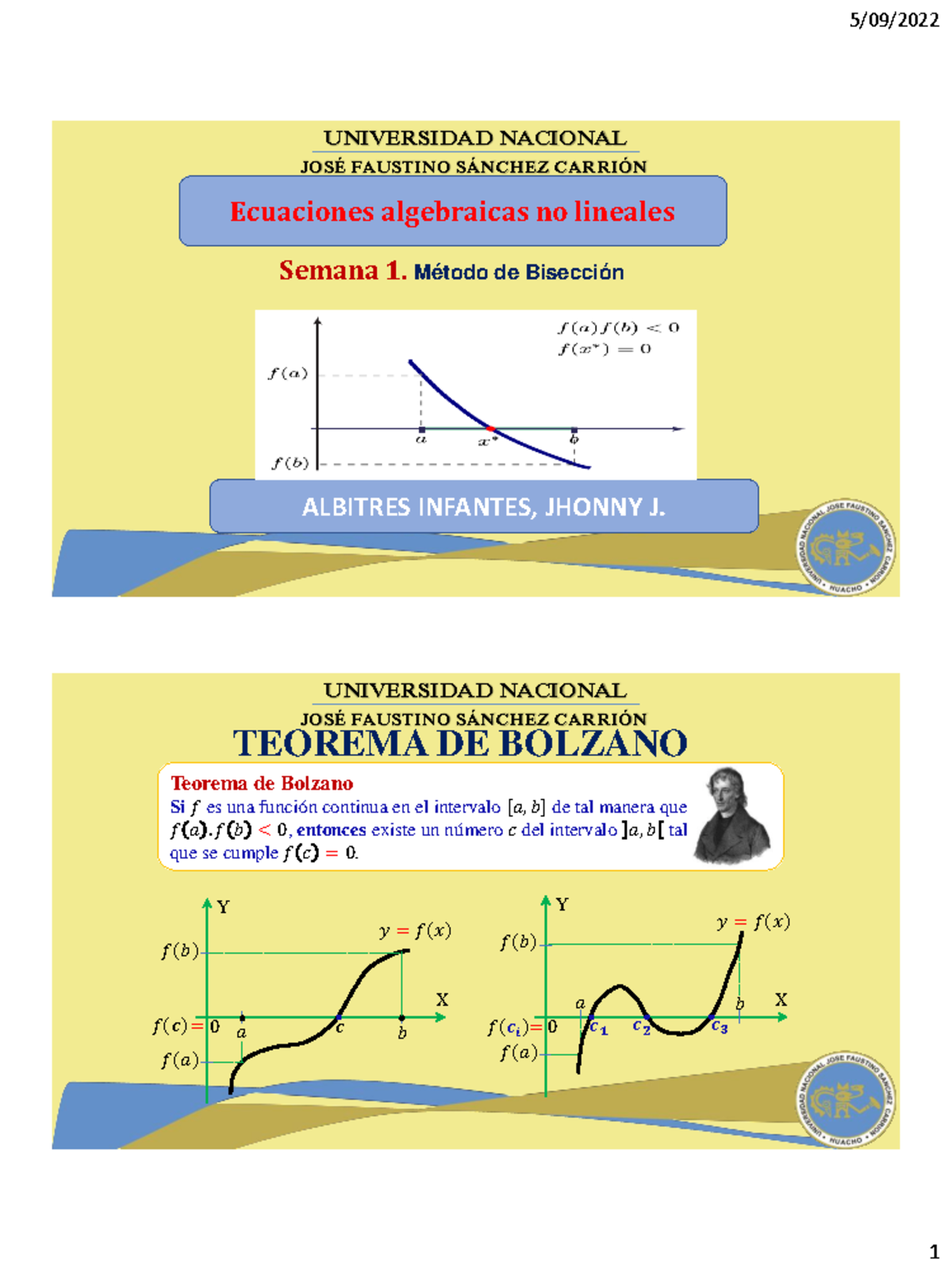 Método de la Bisección - rhre - UNIVERSIDAD NACIONAL JOSÉ FAUSTINO ...