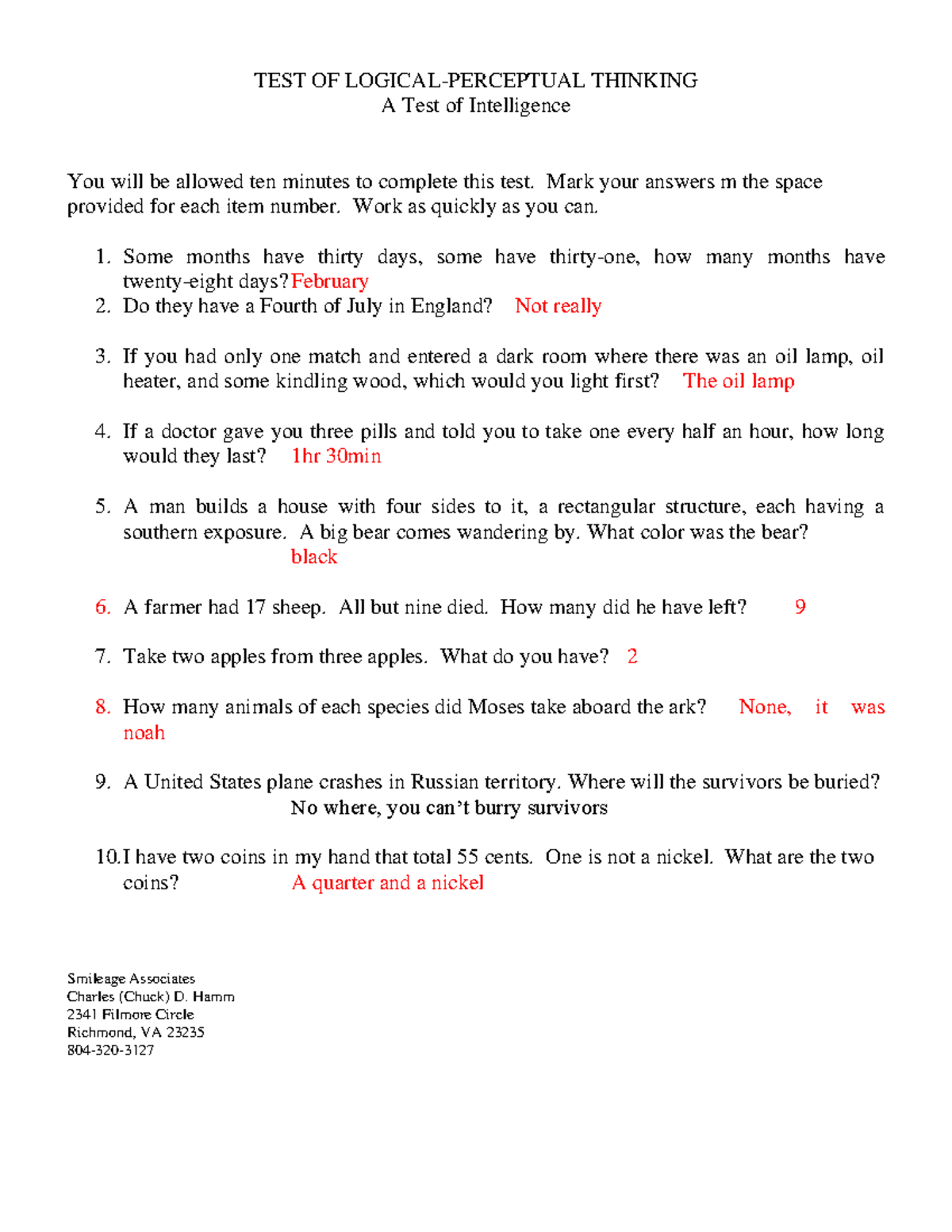 Logical Perceptual QUIZ. completed - TEST OF LOGICAL-PERCEPTUAL ...