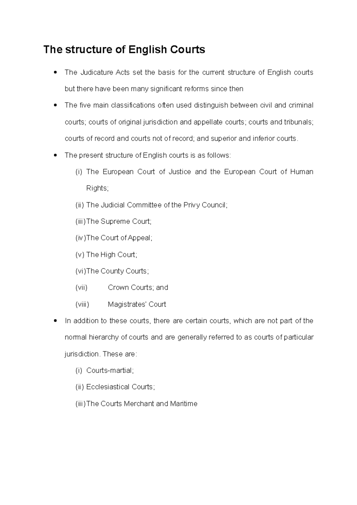 The structure of English Courts - The present structure of English ...
