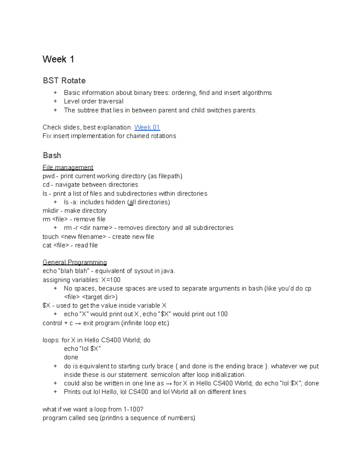 CS400 Notes - Week 1 BST Rotate + Basic information about binary trees ...