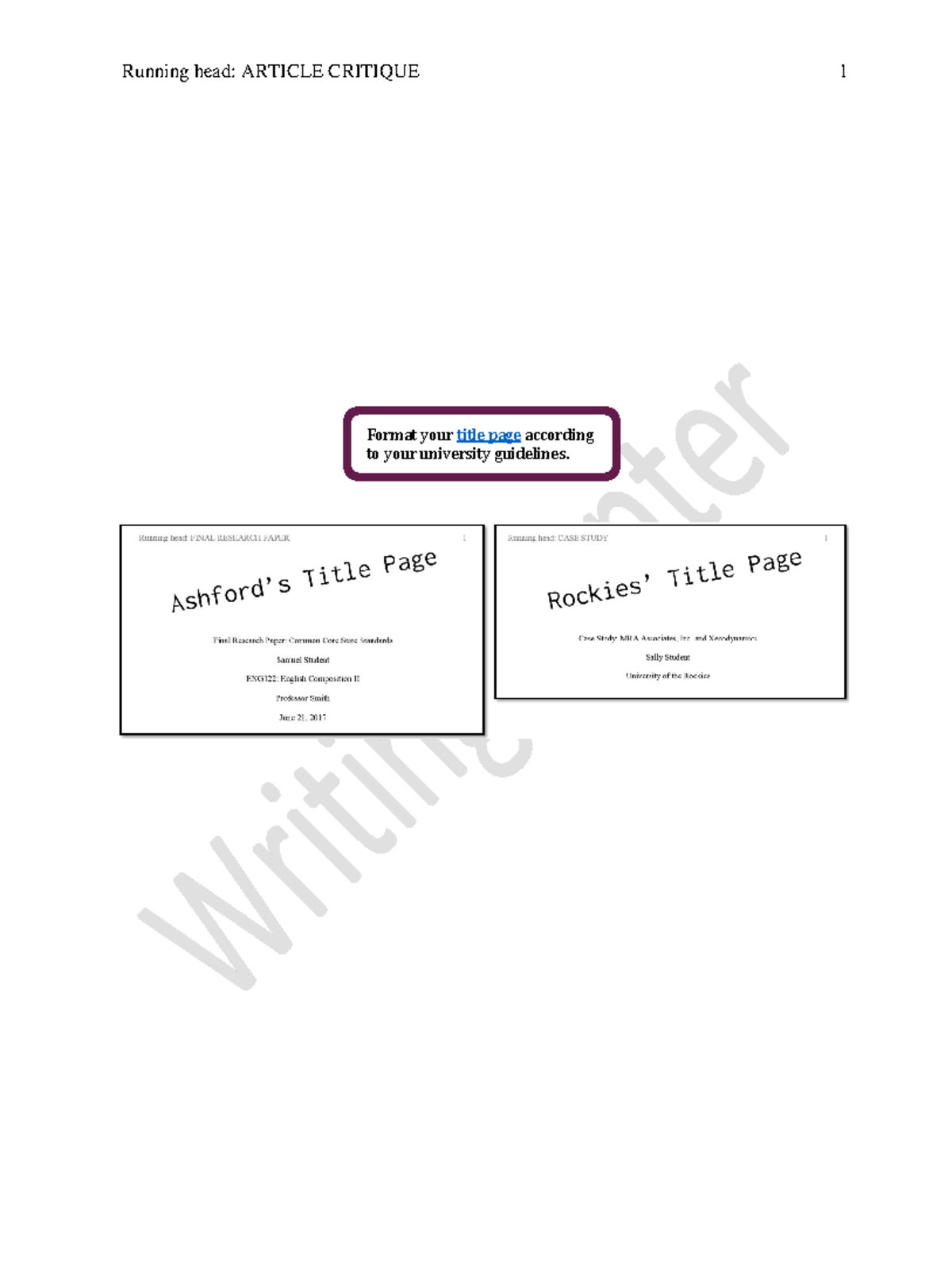 Example of Arcticle - for educational article only - Running head ...