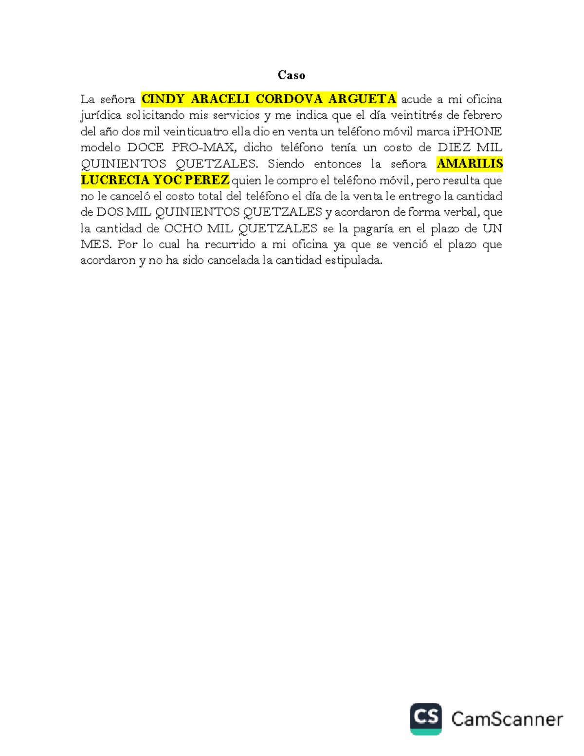 Declaración Jurada - vvvv - Caso La señora CINDY ARACELI CORDOVA ...