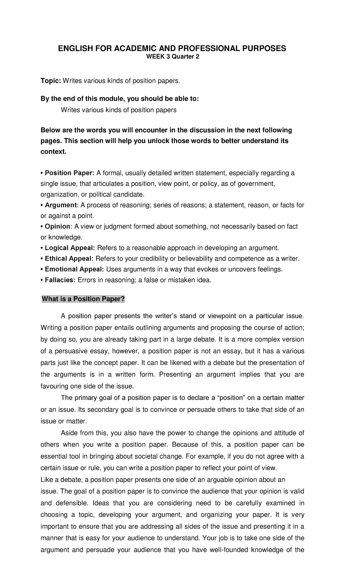 EAPP WEEK-3 Quarter-2 Module for students-practice materials that will ...