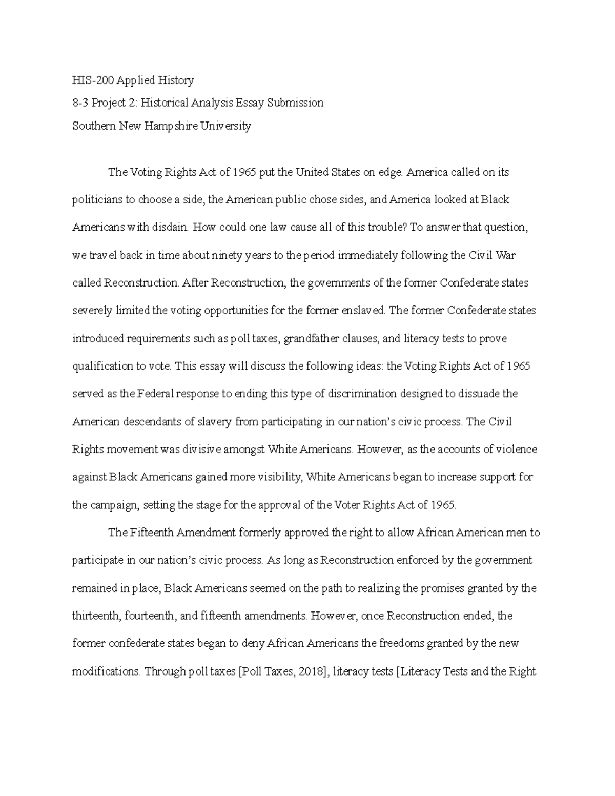 HIS 200 8-3 Project 2 Historical Analysis Essay Submission - HIS-200 ...