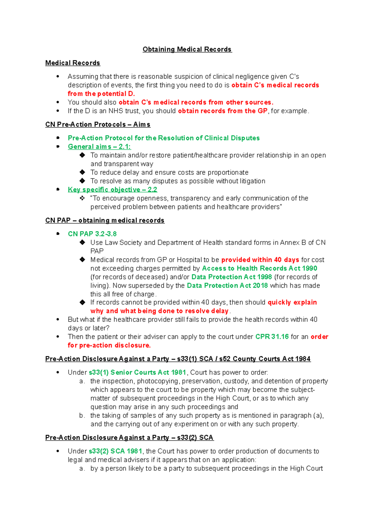 Lecture 2 on obtaining medical records - Obtaining Medical Records ...