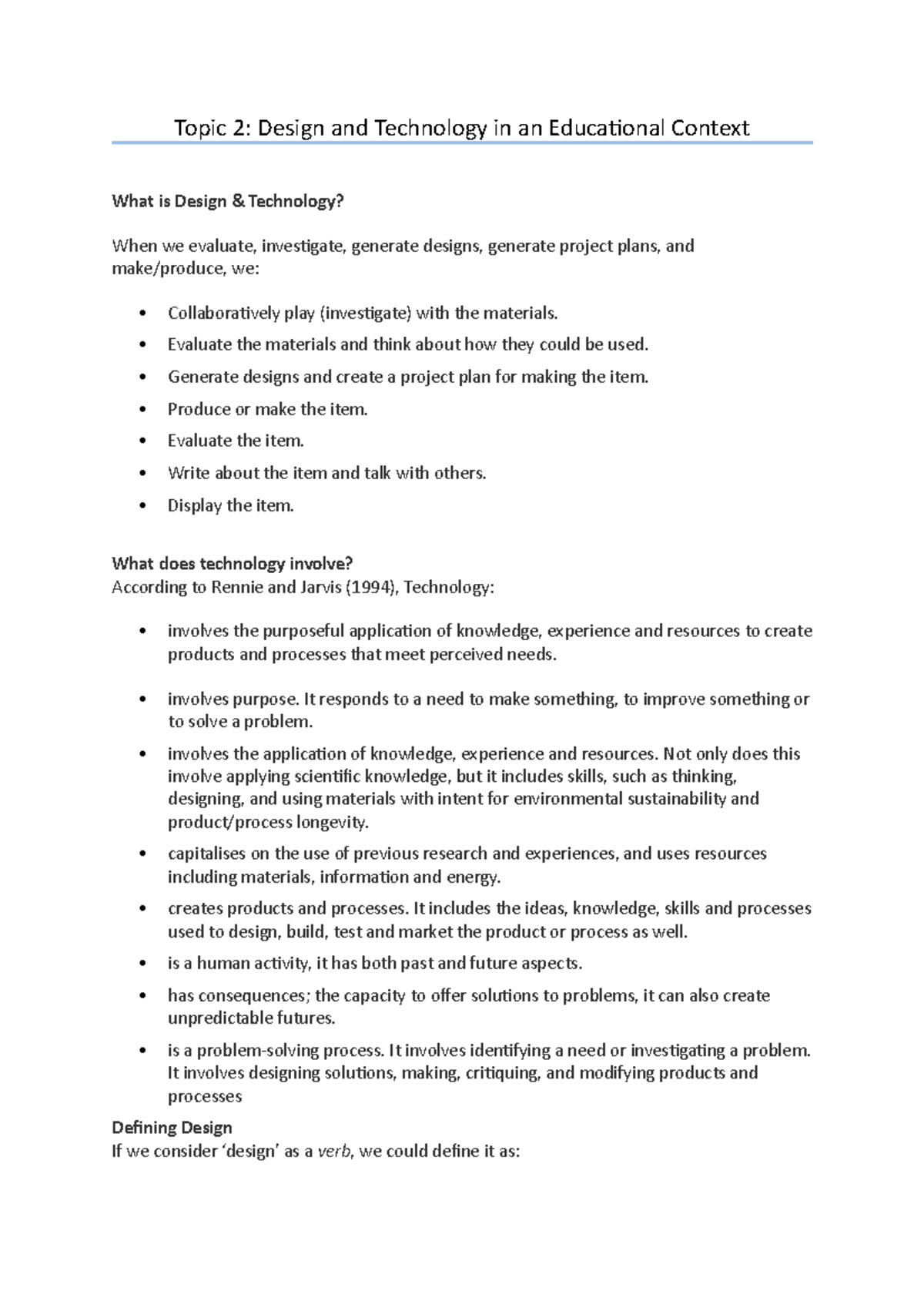 Topic 2- Design and Technology in an Educational Context - Evaluate the ...