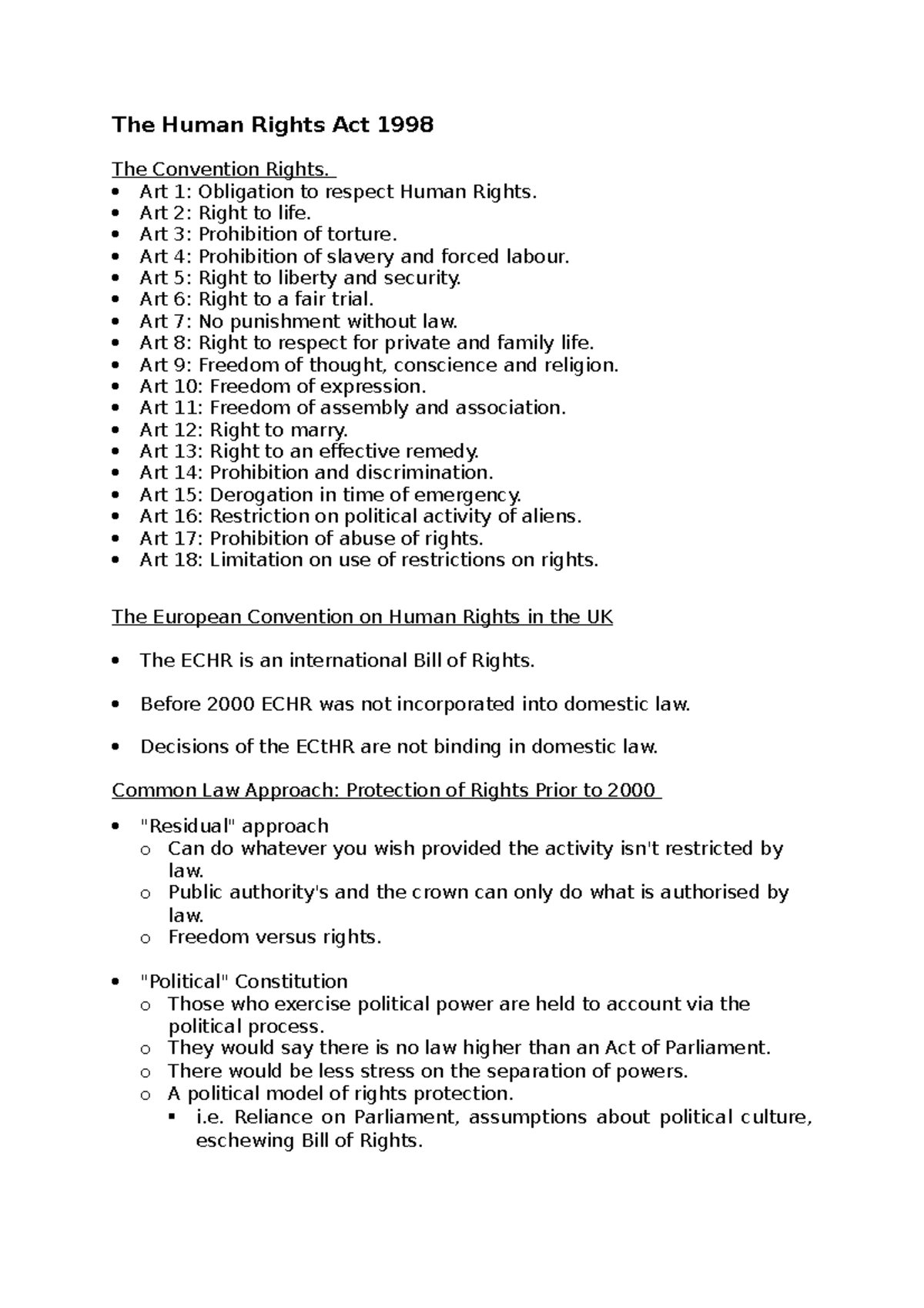 3. The Human Rights Act 1998 - The Human Rights Act 1998 The Convention ...