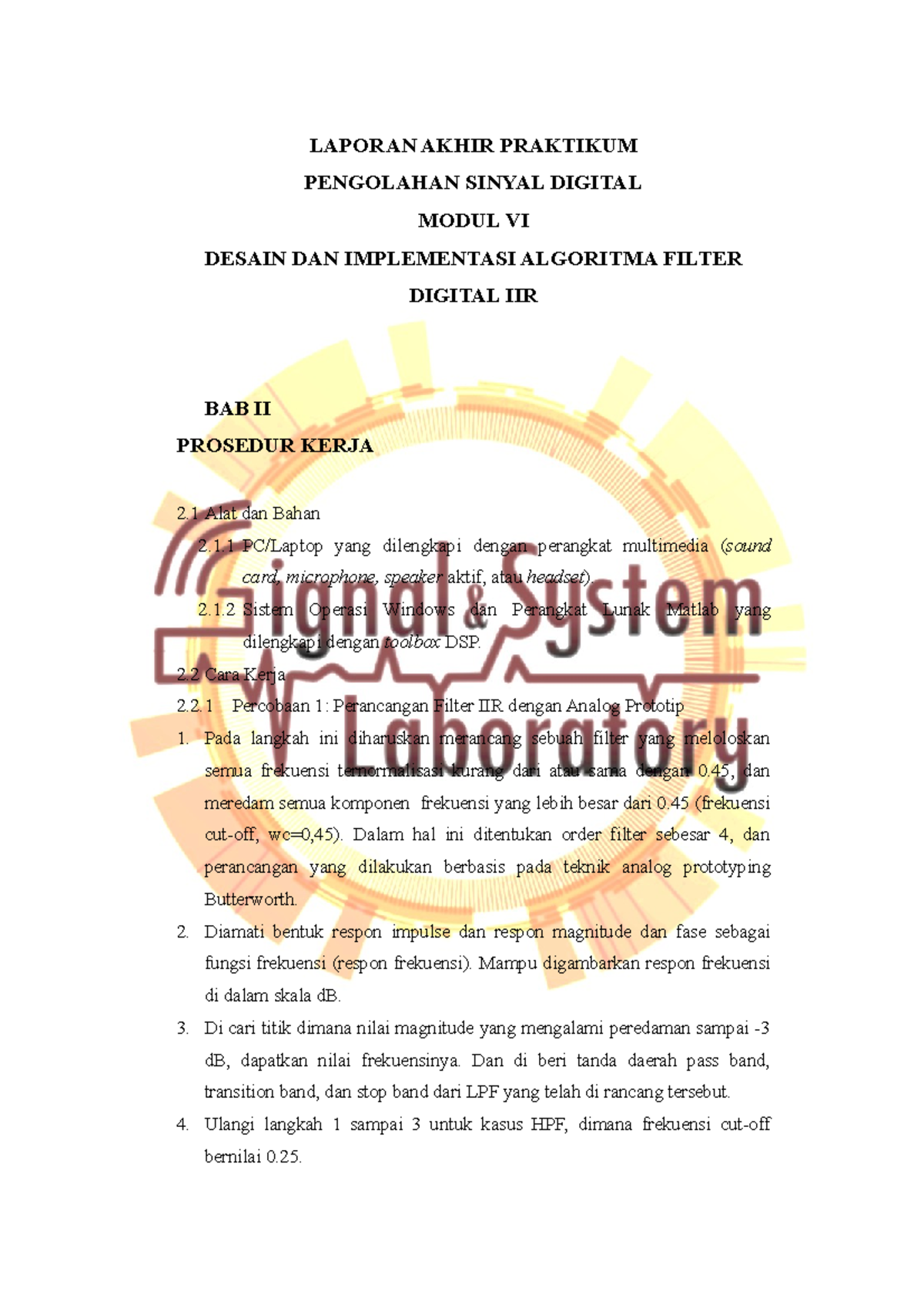 Modul 6 PSD Desain Dan Implementasi Algoritma Filter Digital IIR bagian ...
