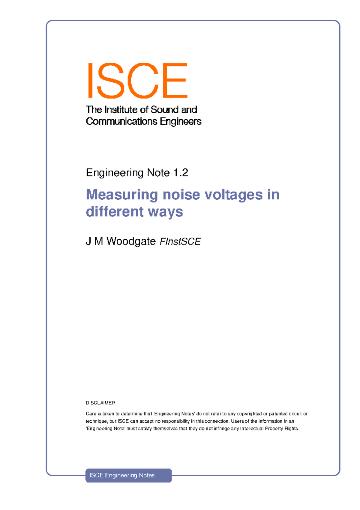 Engineering Note-1 - N/A - Engineering Note 1. Measuring noise voltages ...