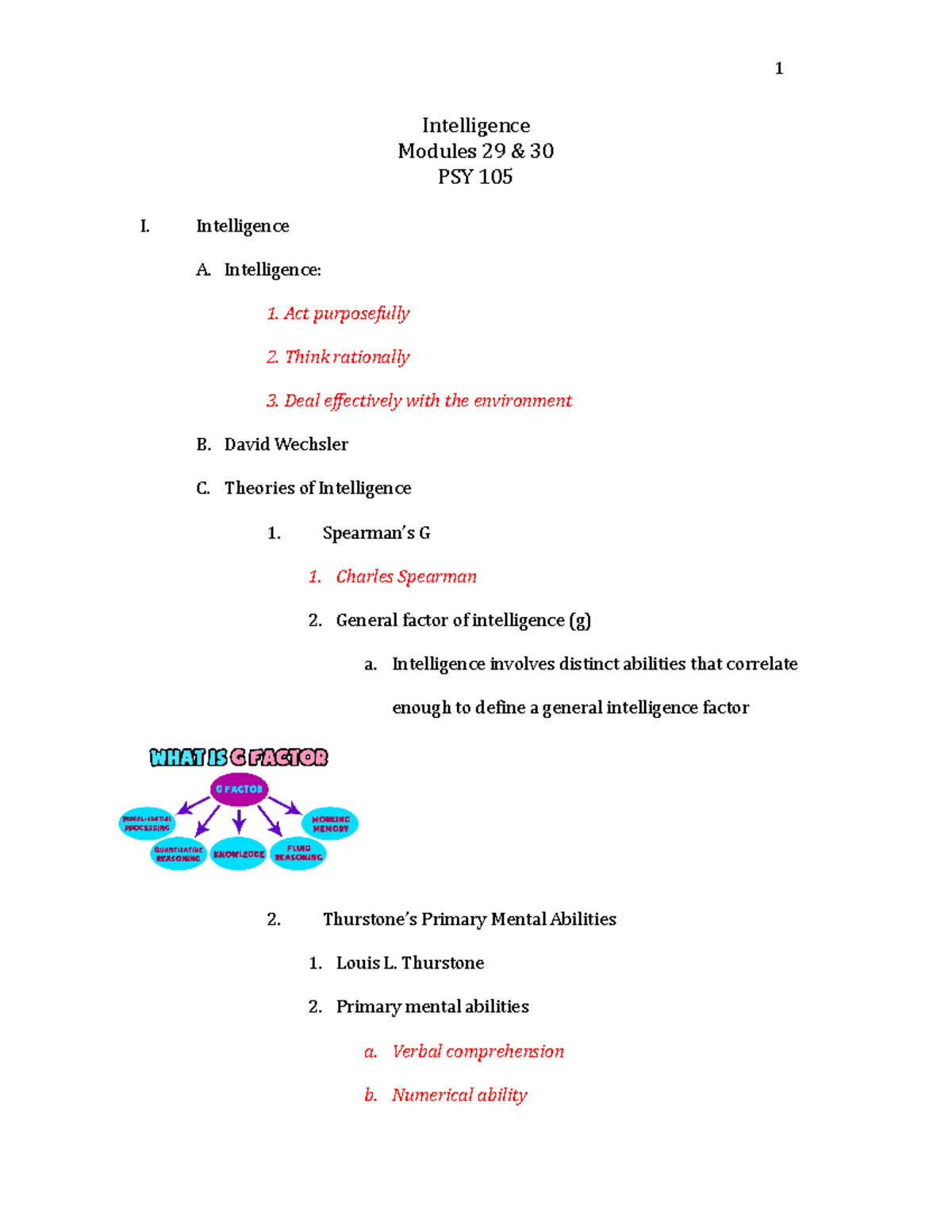 PSY105 Modules 28-30 Intelligence Notes - Intelligence Modules 29 & 30 ...